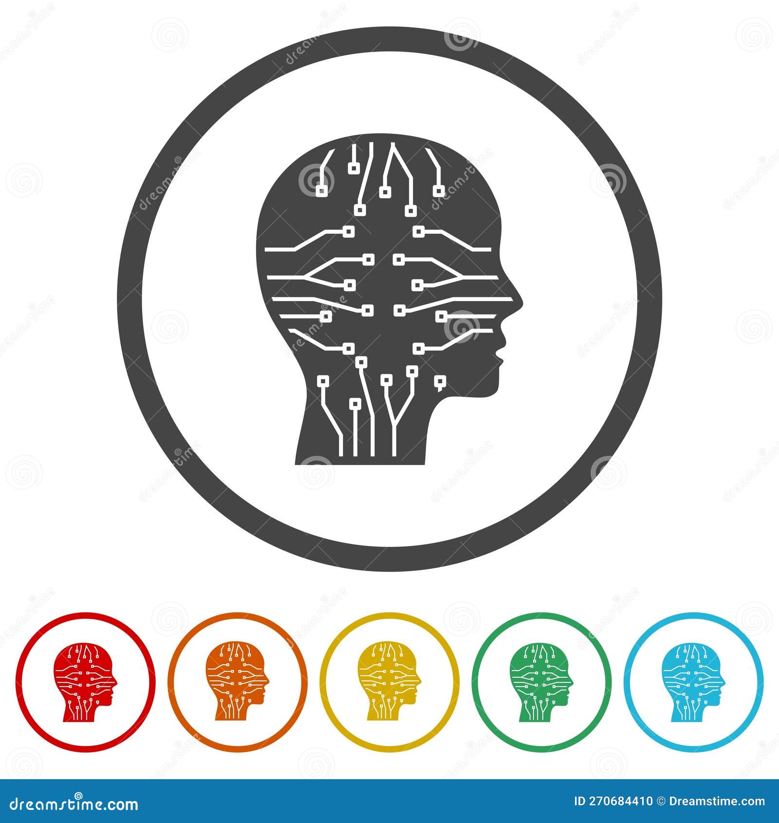 Artificial Intelligence Icons in Color Circle Buttons Stock Vector ...