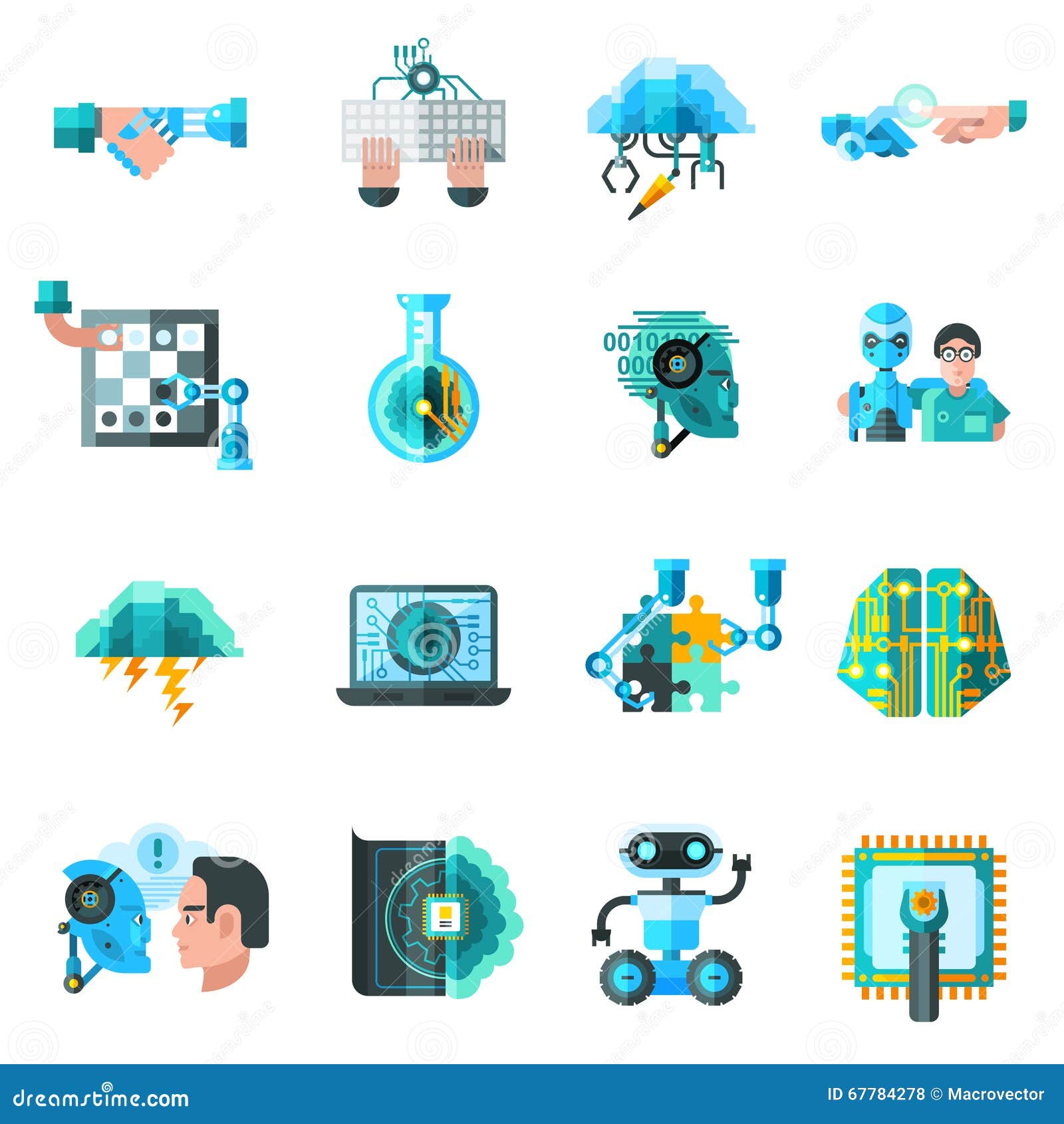 Artificial Intelligence Icons Set Stock Vector - Illustration of phone ...