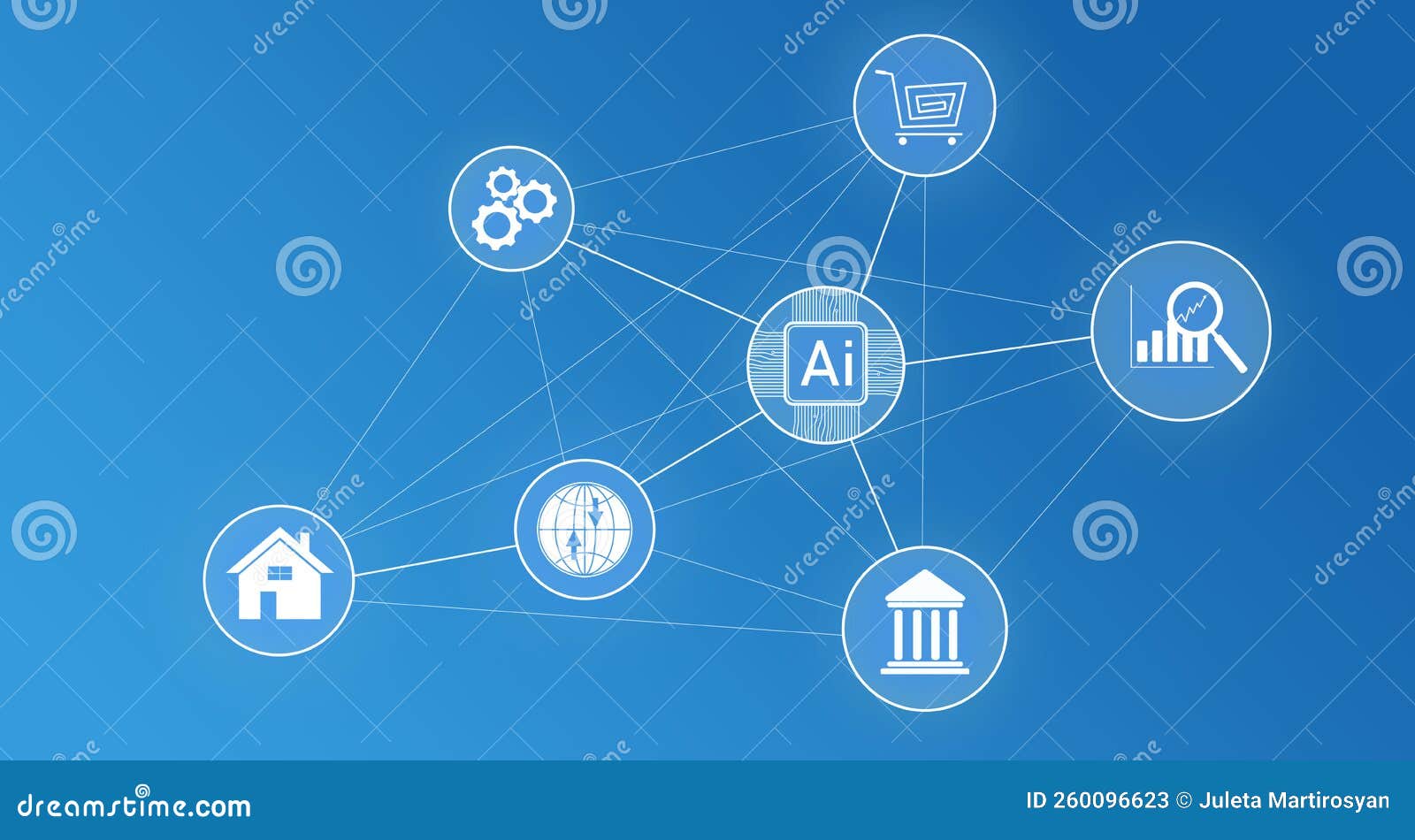 Artificial Intelligence and Icons on a Virtual Screen Stock ...