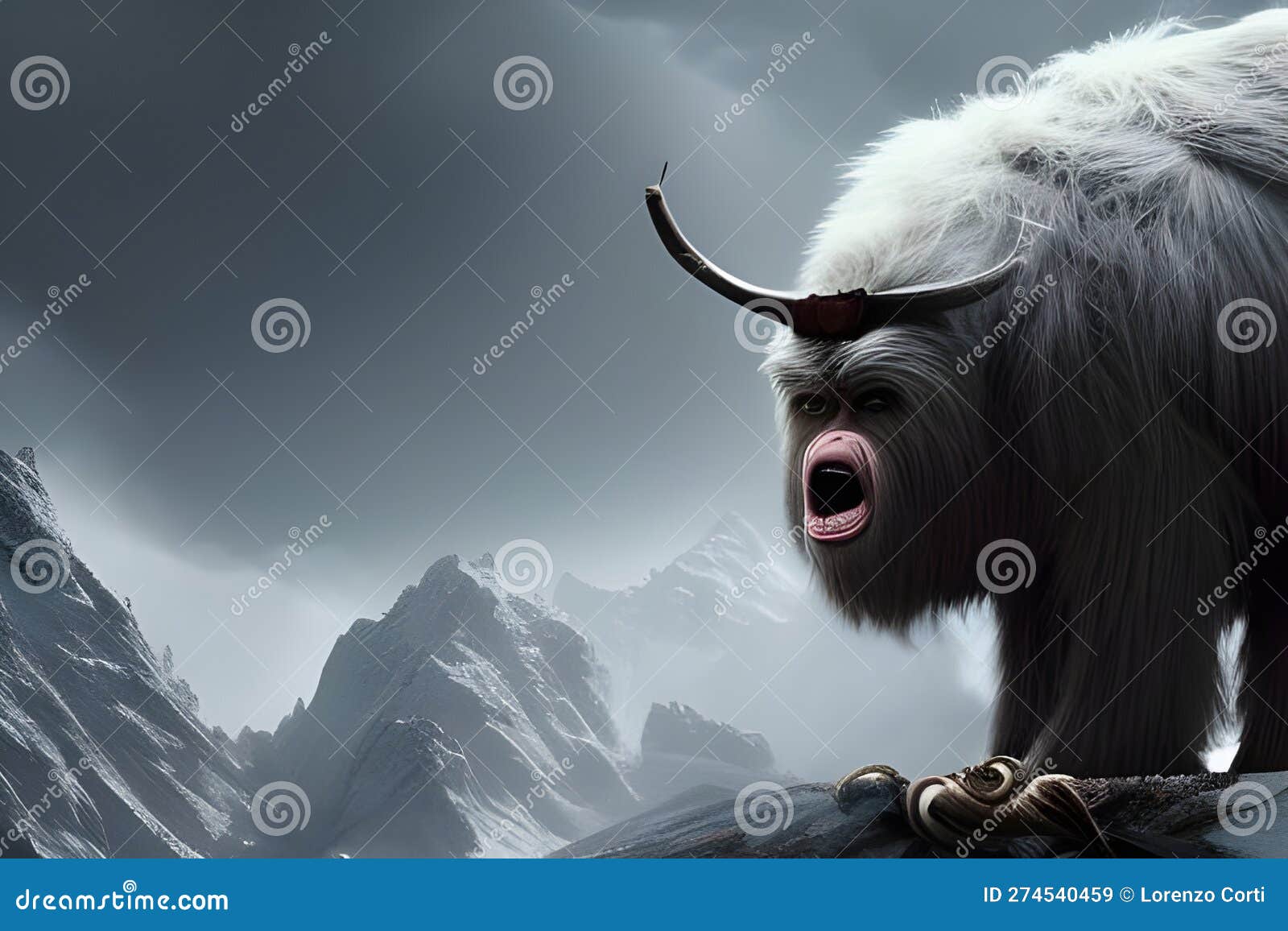 Yeti white in the snow stock illustration. Illustration of screaming ...