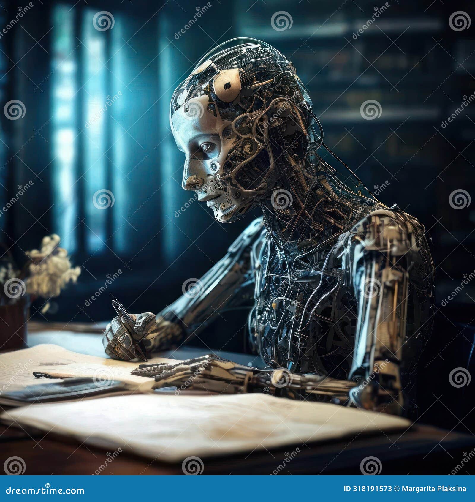 Artificial Intelligence in the Image of a Poet or Writer. AI Stock ...