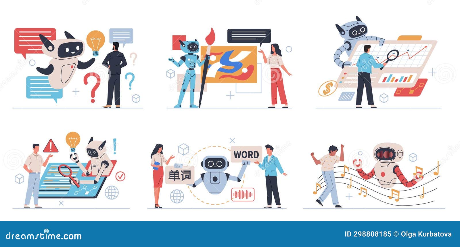 Chatbots Development. Digital Chatbot Assistant, Friendly Robots And ...