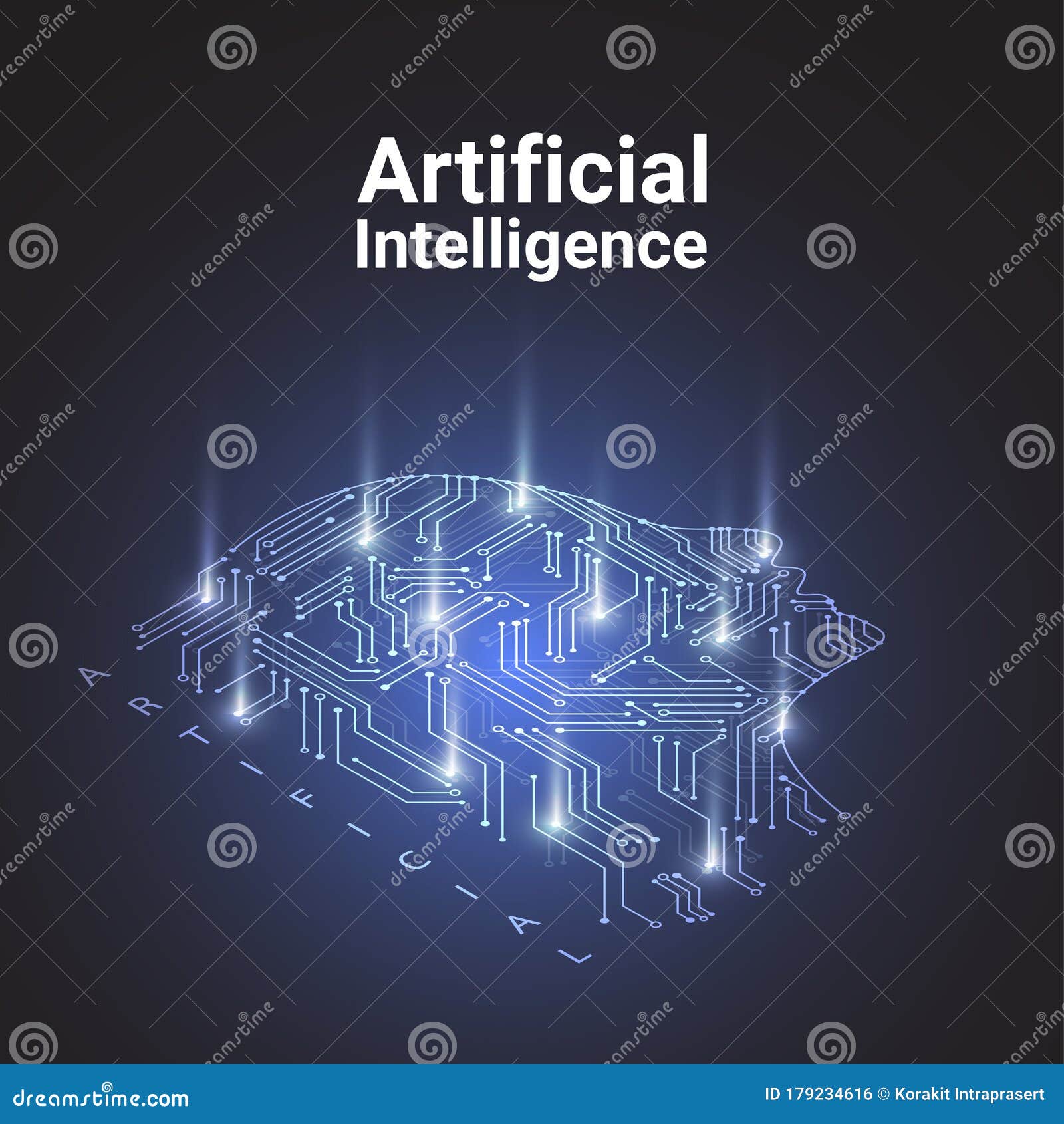 Artificial Intelligence Isometric Chipset on Circuit Board in Futuristic Concept Technology ...