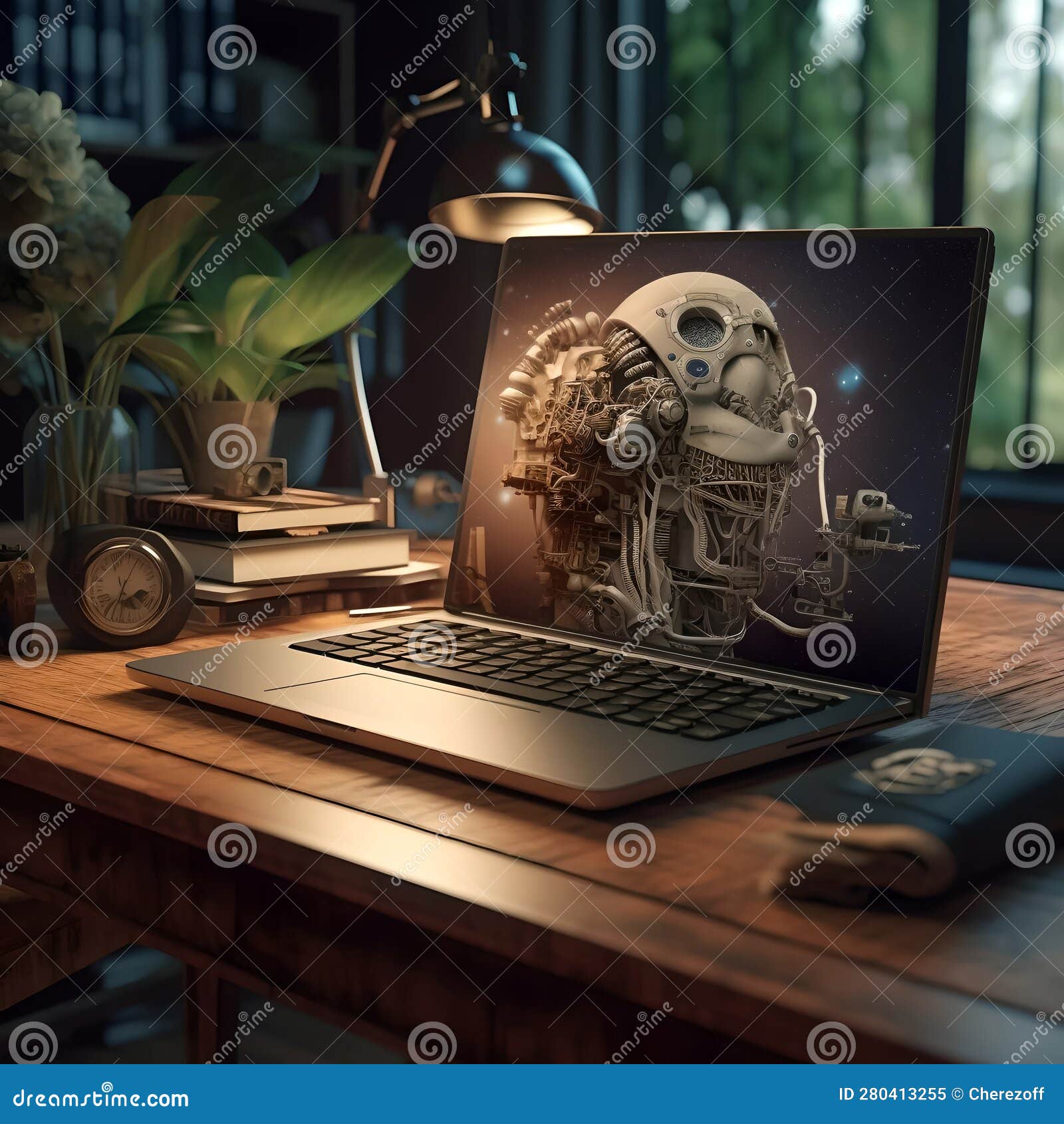 Artificial Intelligence in a Laptop Stock Illustration - Illustration ...