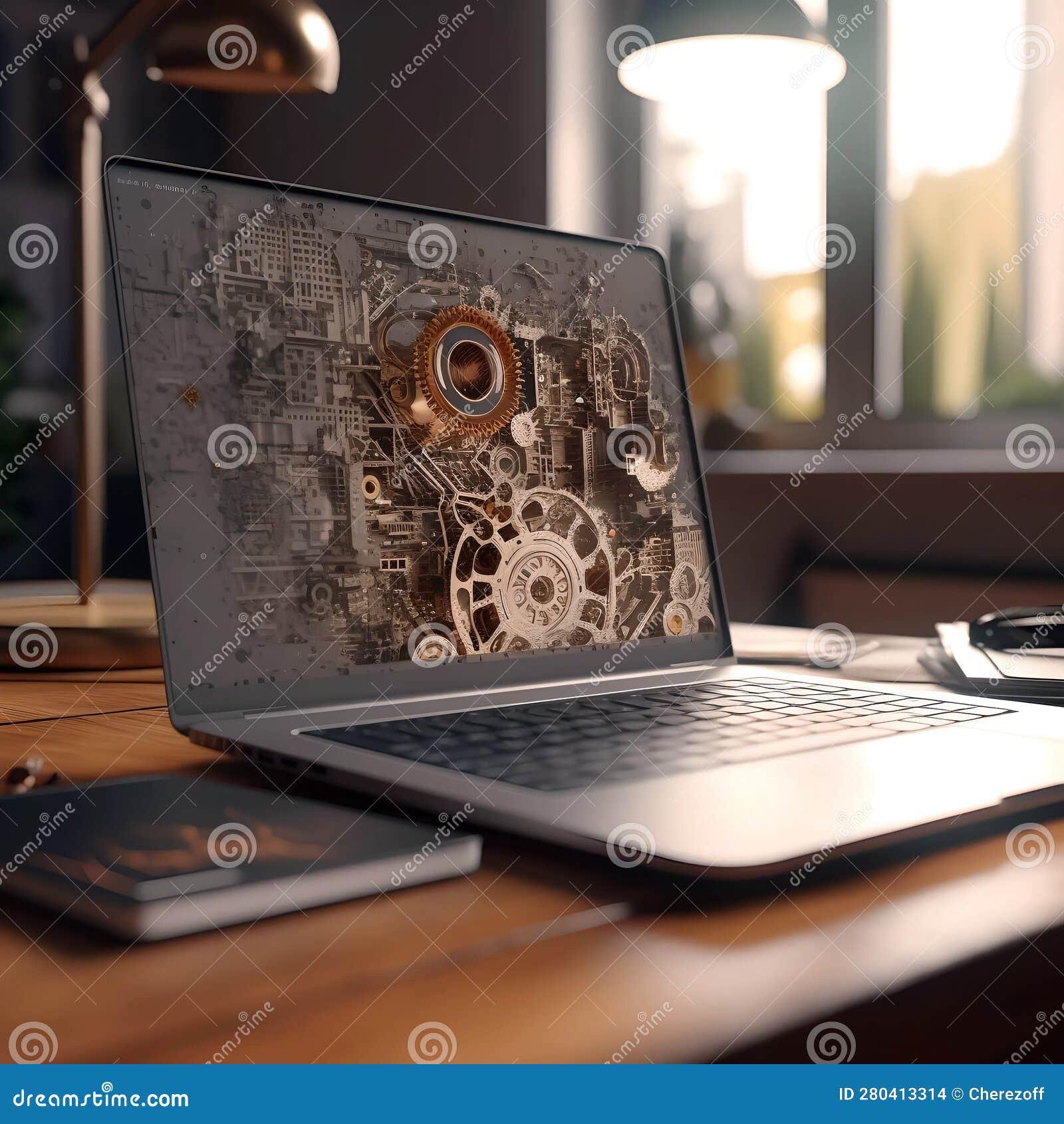 Artificial Intelligence in a Laptop Stock Illustration - Illustration ...