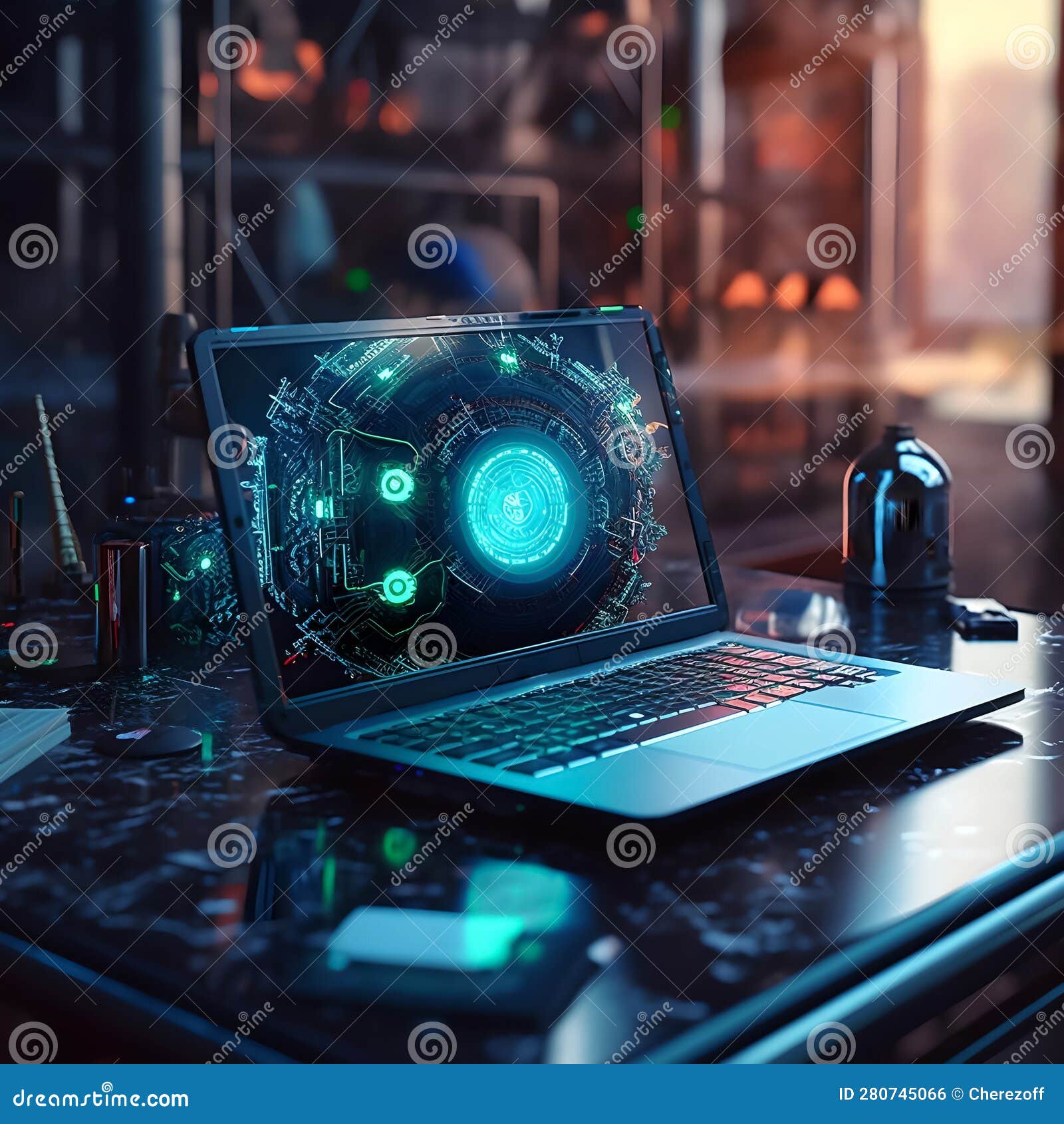 Artificial Intelligence in a Laptop Stock Illustration - Illustration ...