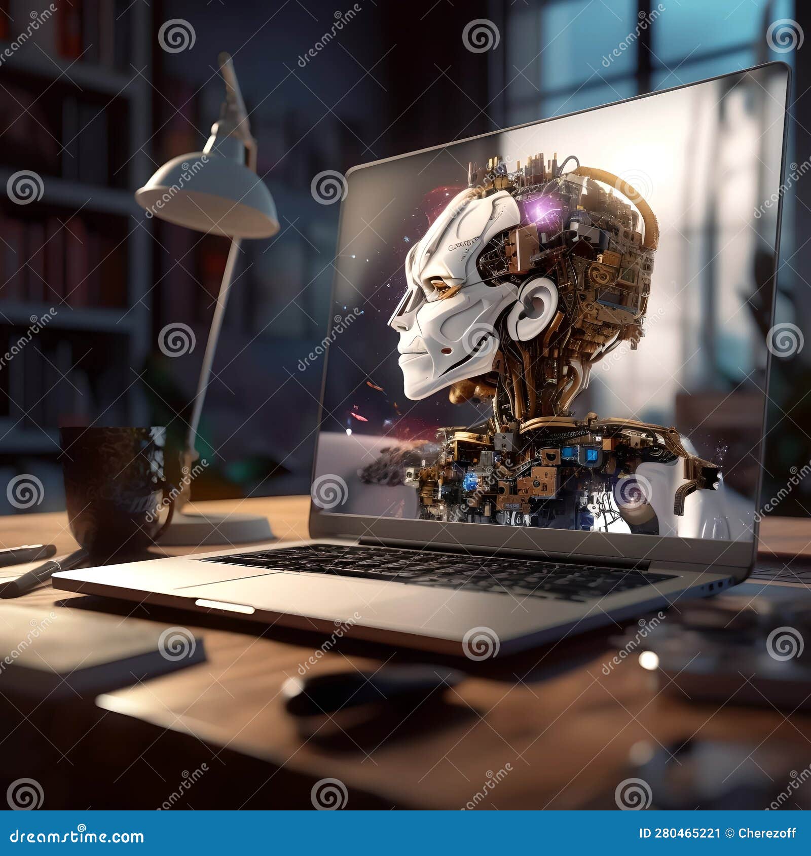 Artificial Intelligence in a Laptop Stock Illustration - Illustration ...