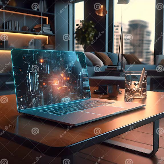Artificial Intelligence in a Laptop Stock Illustration - Illustration ...