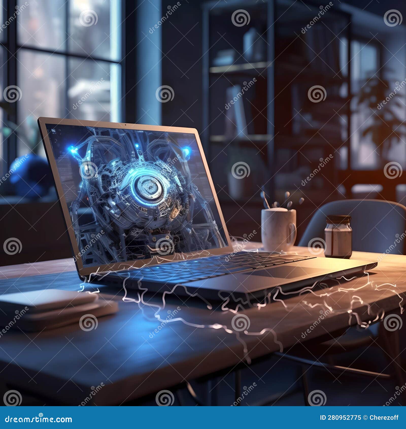 Artificial Intelligence in a Laptop Stock Illustration - Illustration ...