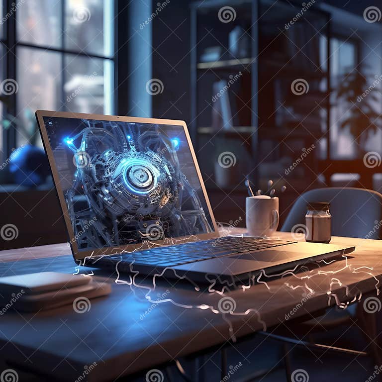 Artificial Intelligence in a Laptop Stock Illustration - Illustration ...