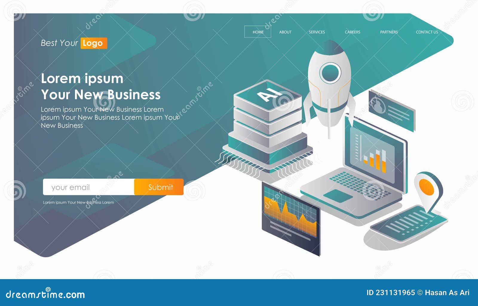 Rocket And Analytics Metrics Logo Template. Startup Symbol And Graph ...