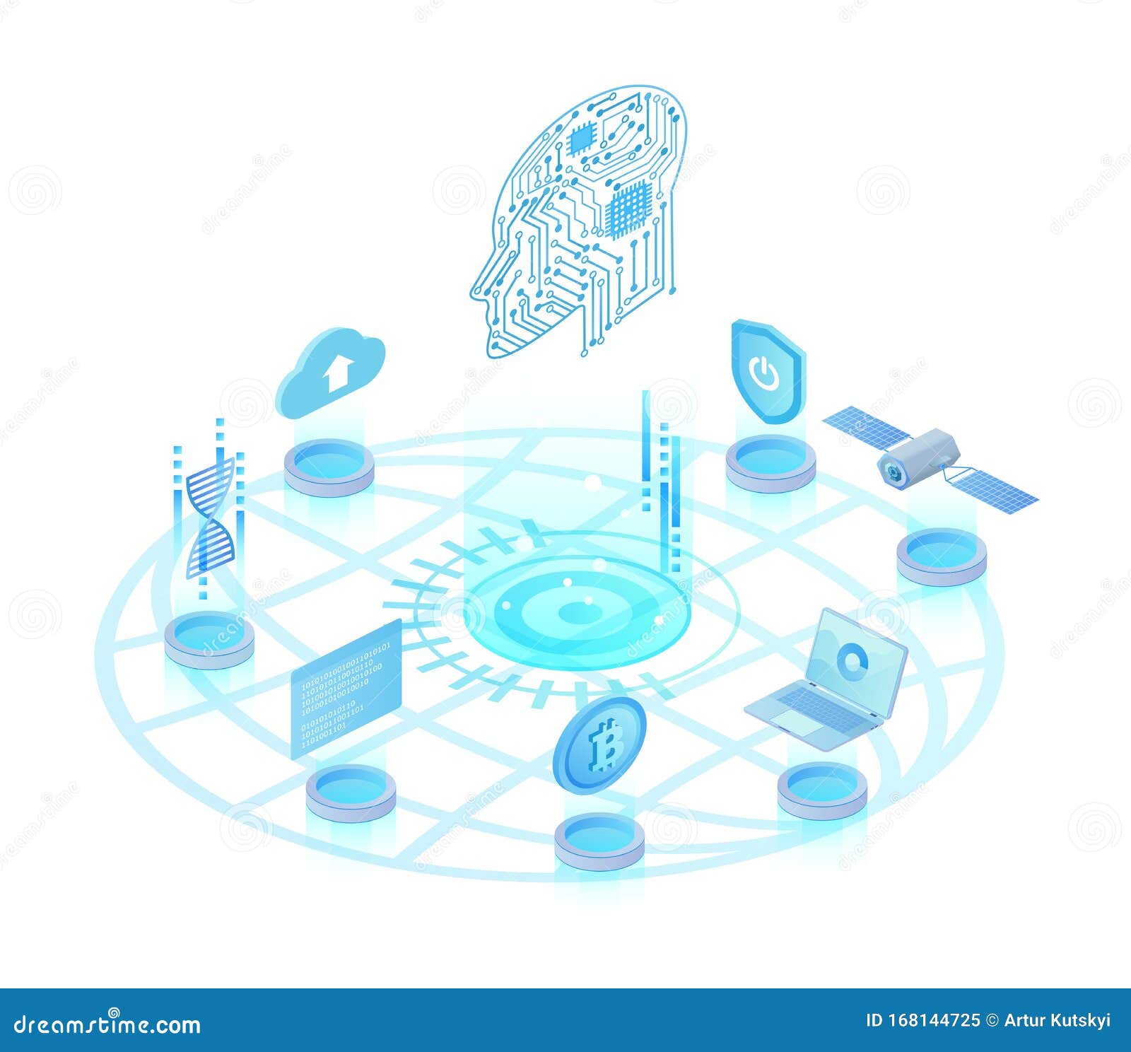 Artificial Intelligence Light Isometric Vector Illustration Stock ...
