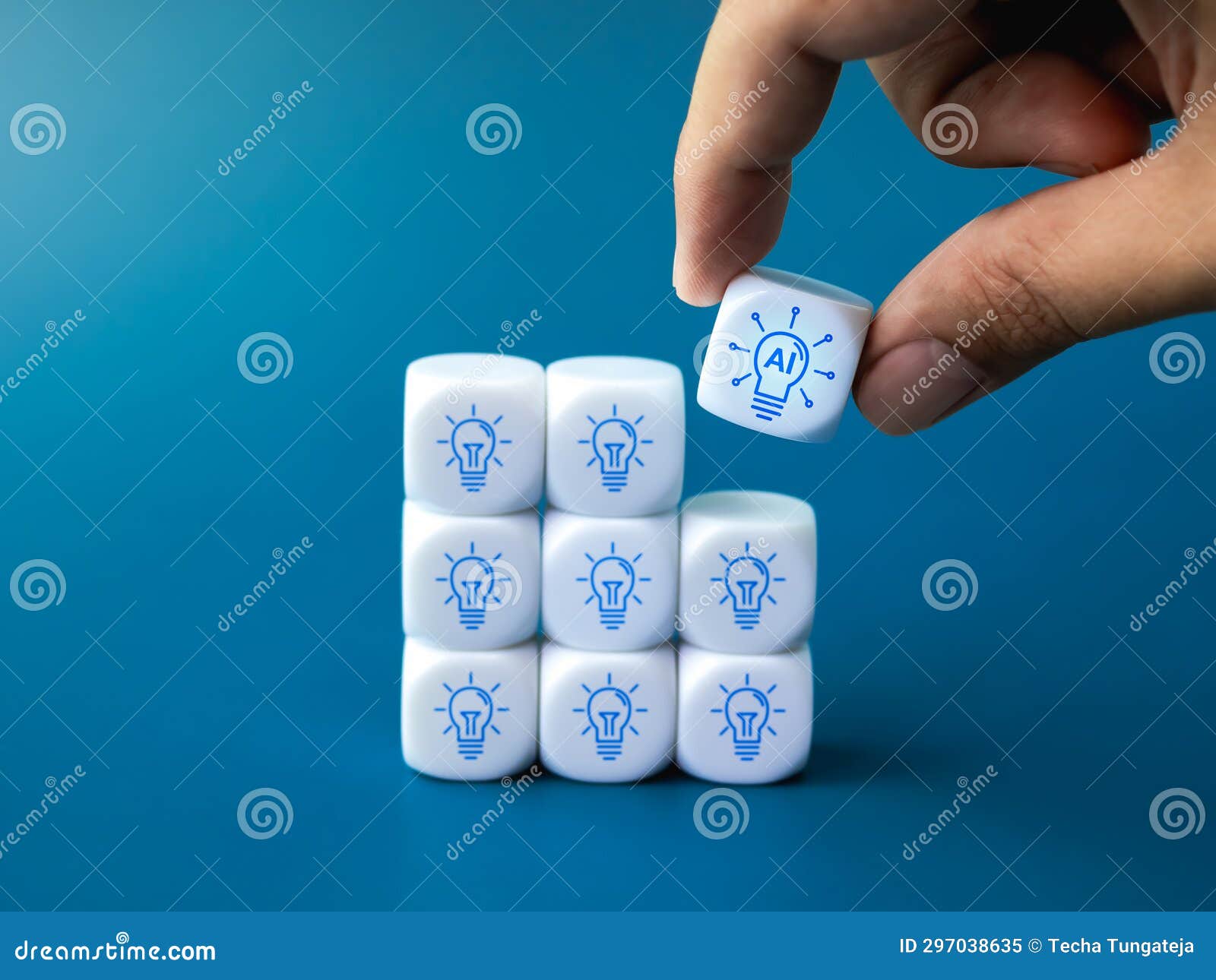 Artificial Intelligence in Lightbulb Icon Piece in Hand Put on Block ...
