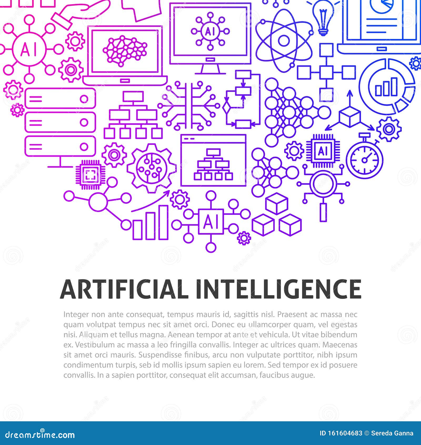 Artificial Intelligence Line Concept Stock Vector - Illustration of ...