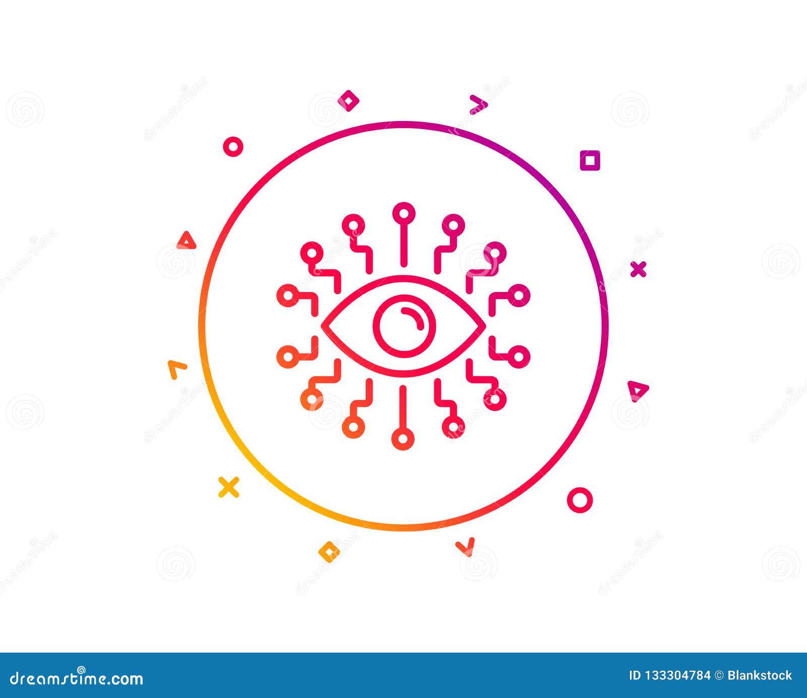 Artificial Intelligence Line Icon. All-seeing Eye Sign. Vector Stock ...