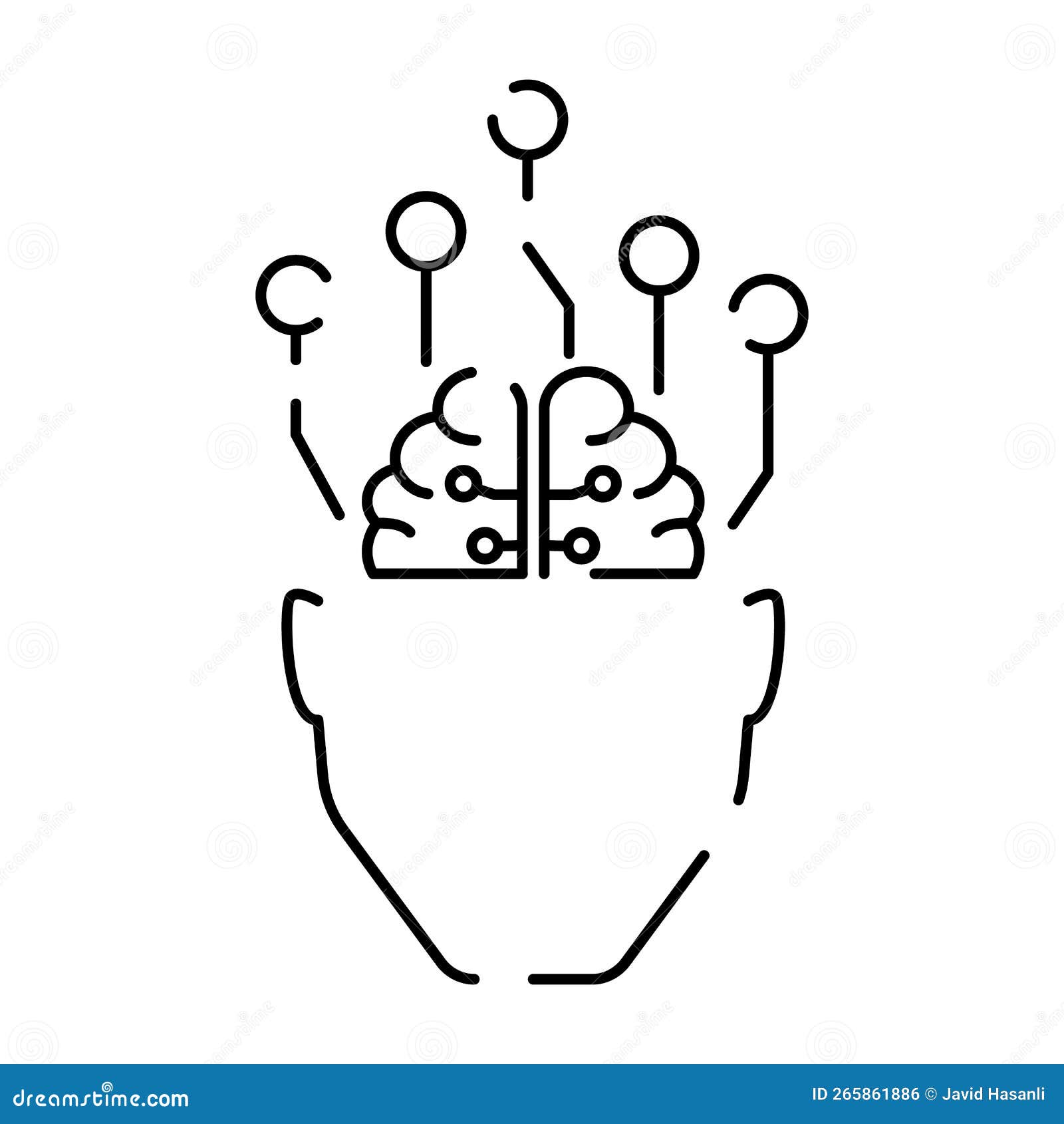 Artificial Intelligence Line Icon. Brain, Robot, Ai, Head, Technology. Face Recognition ...