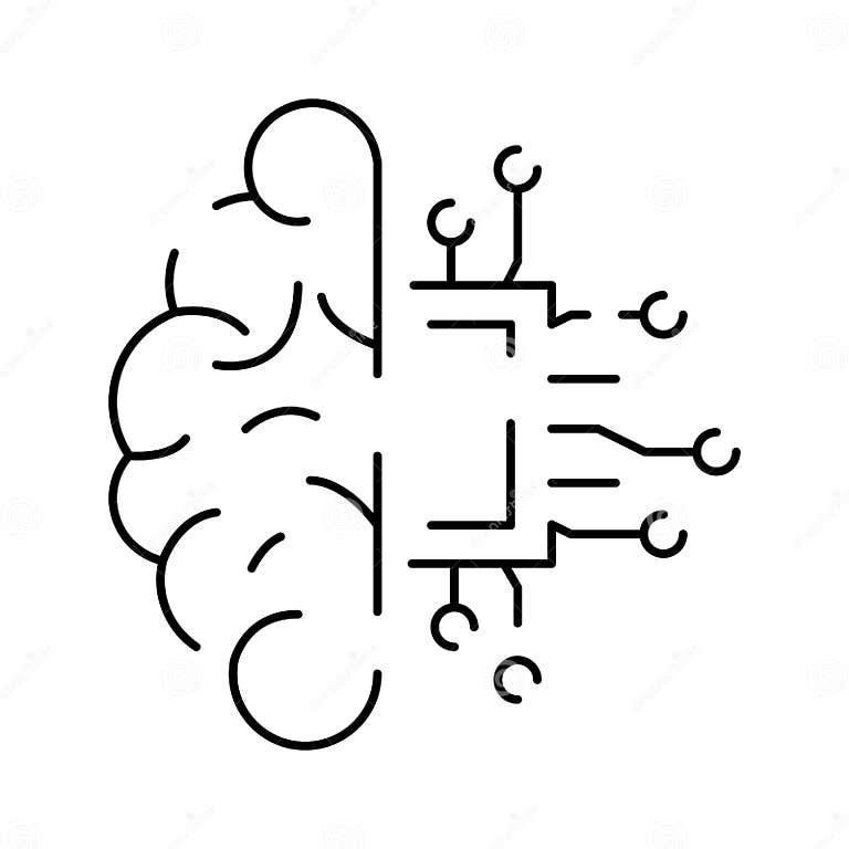 Artificial Intelligence Line Icon. Brain, Robot, Ai, Head, Technology. Face Recognition ...