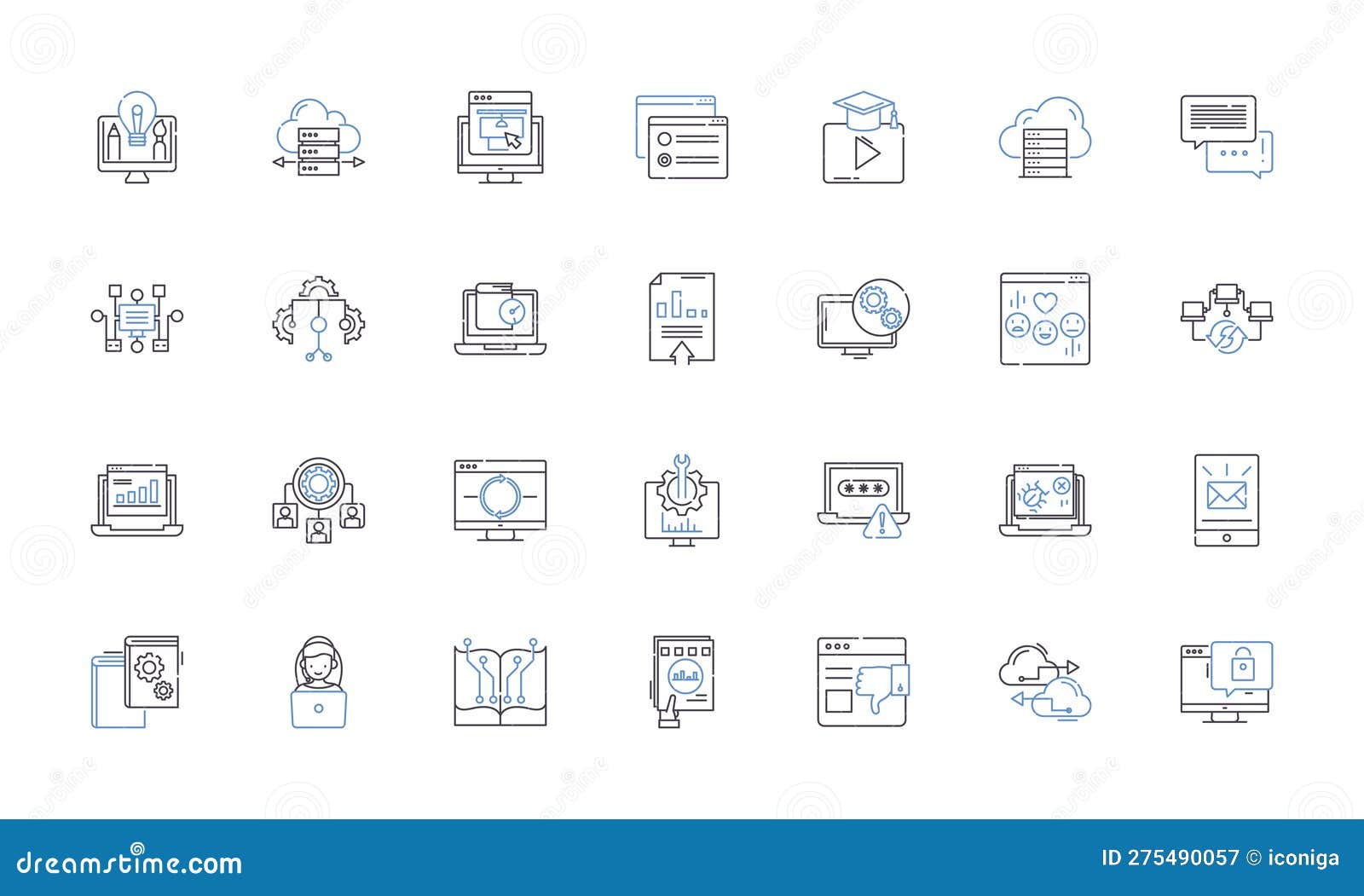 Neural Nerks Line Icons Collection Artificial Intelligence Machine