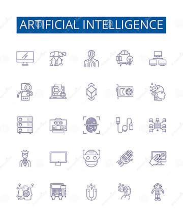 Artificial Intelligence Line Icons Signs Set. Design Collection of AI ...