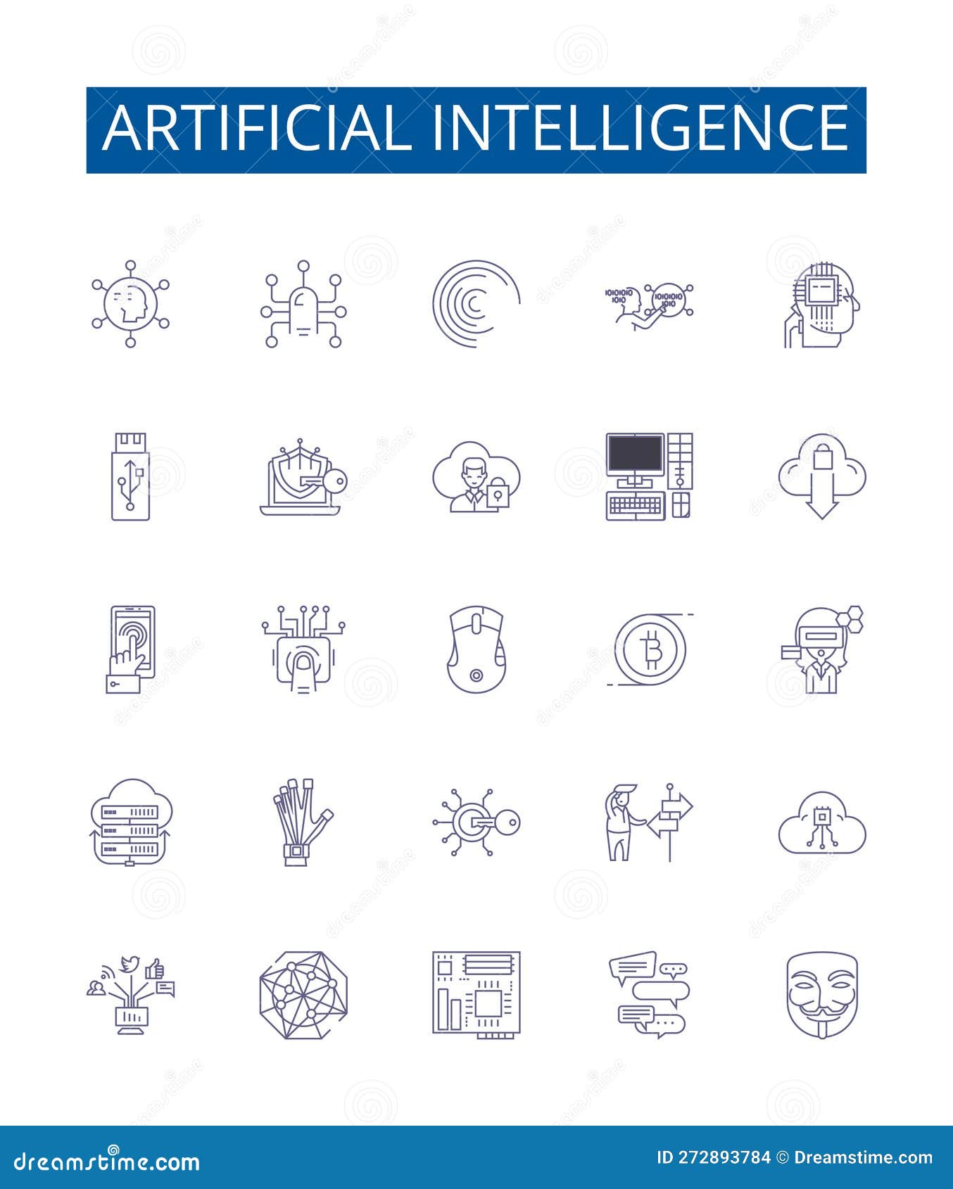 Artificial Intelligence Line Icons Signs Set. Design Collection of AI ...