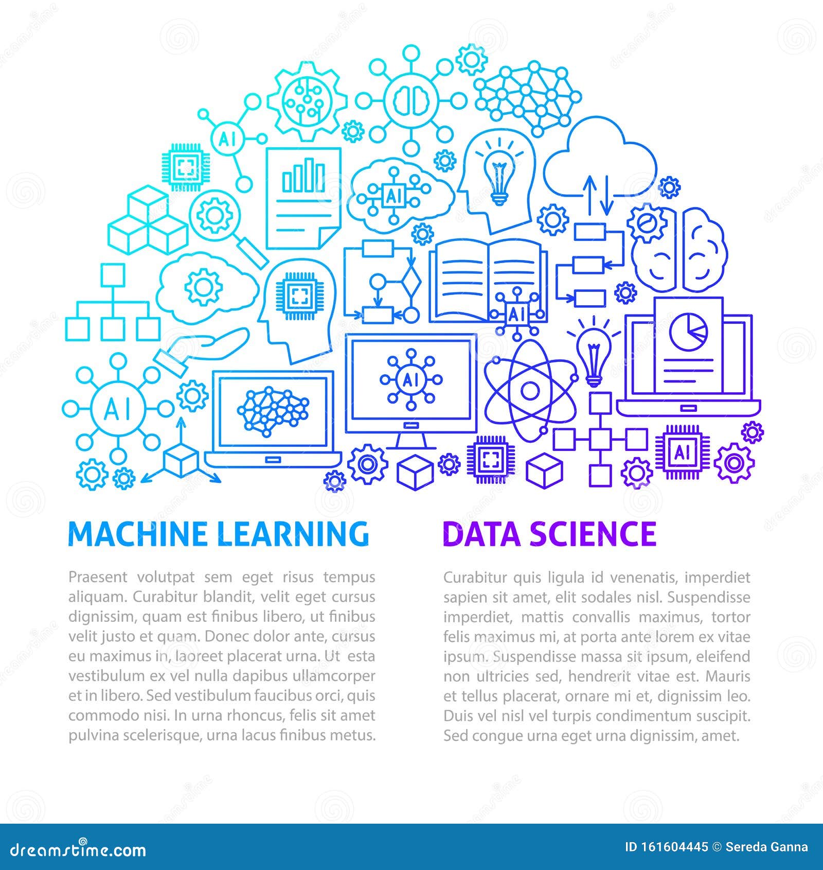 Artificial Intelligence Line Template Stock Vector - Illustration of ...