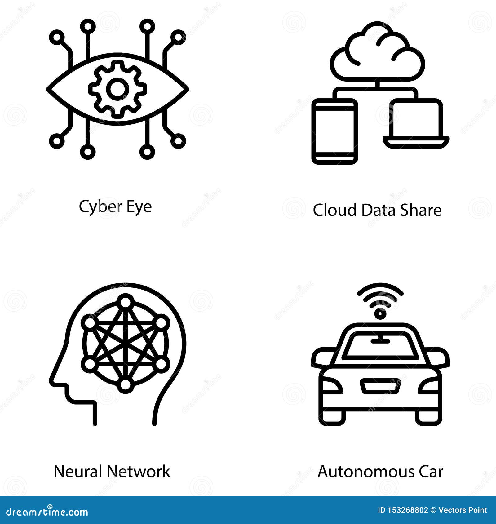 Artificial Intelligence Line Vectors Set Stock Illustration ...