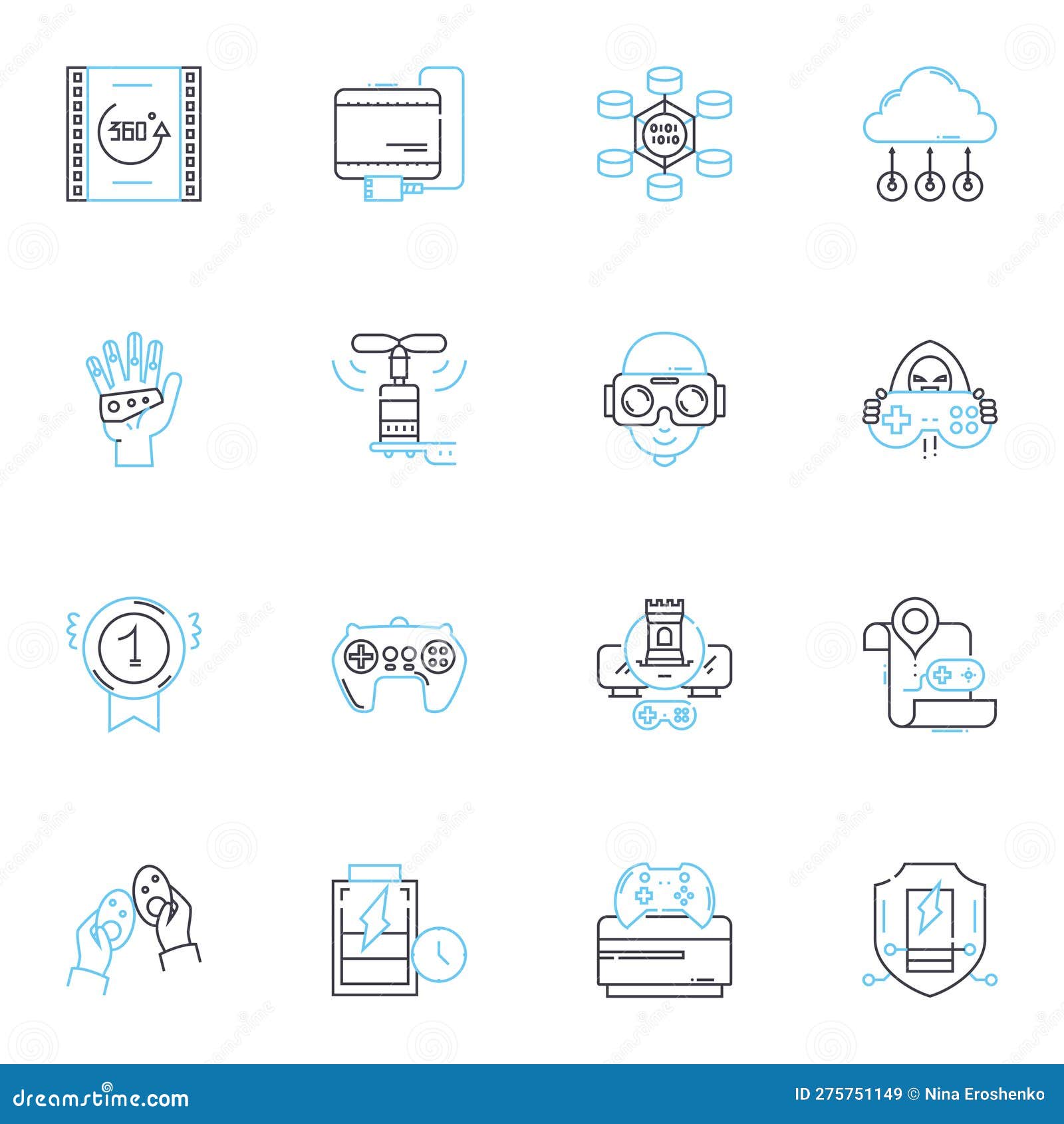 Artificial Intelligence Linear Icons Set. Automation, Robotics, Neural, Cognition, Analytics ...
