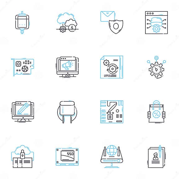 Artificial Intelligence Linear Icons Set Robotics Automation Machine Learning Algorithms