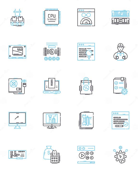 Artificial Intelligence Linear Icons Set. Robotics, Automation, Machine Learning, Algorithms ...
