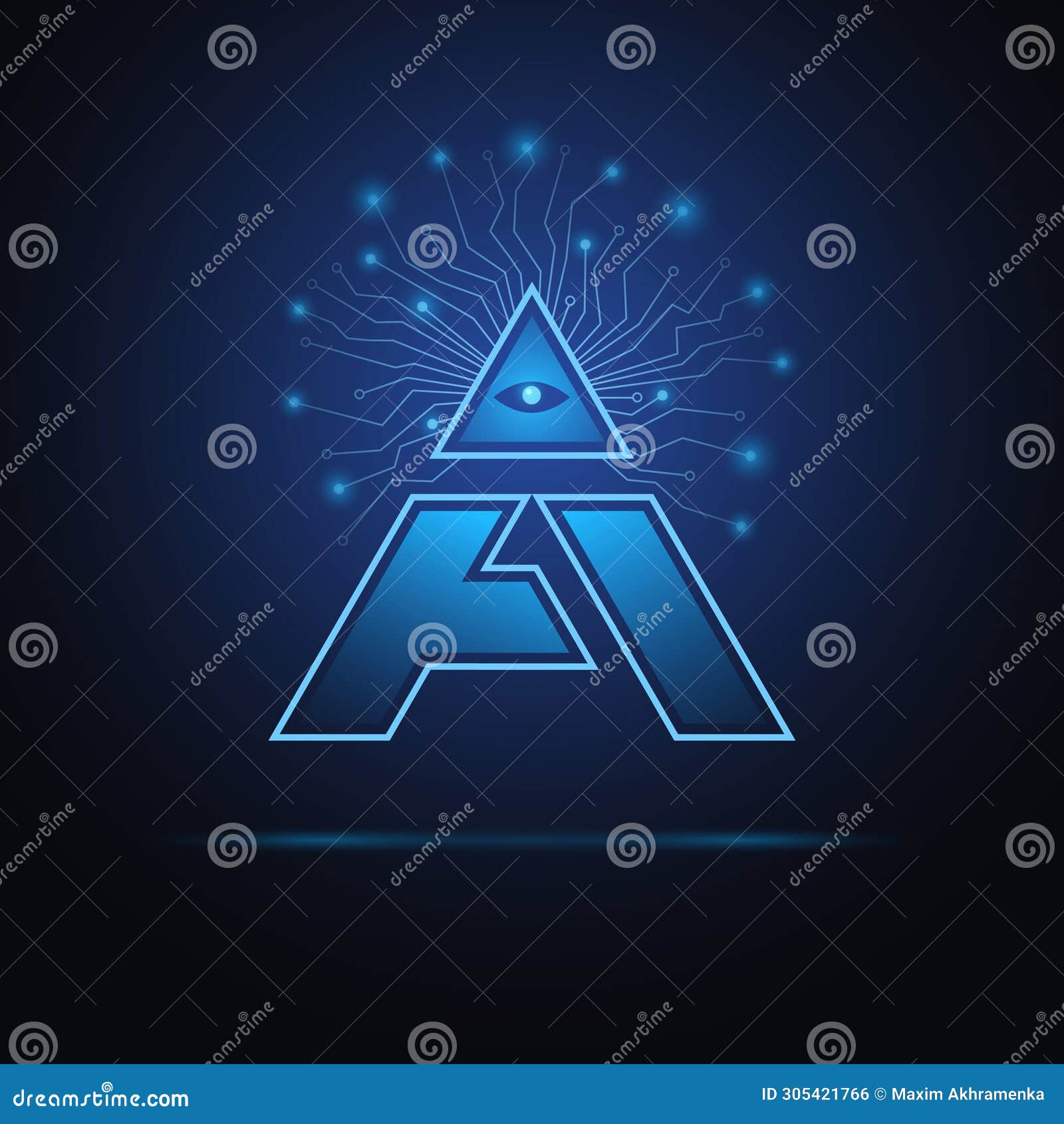 Artificial Intelligence Logo. the Concept of the All-seeing Eye of AI ...