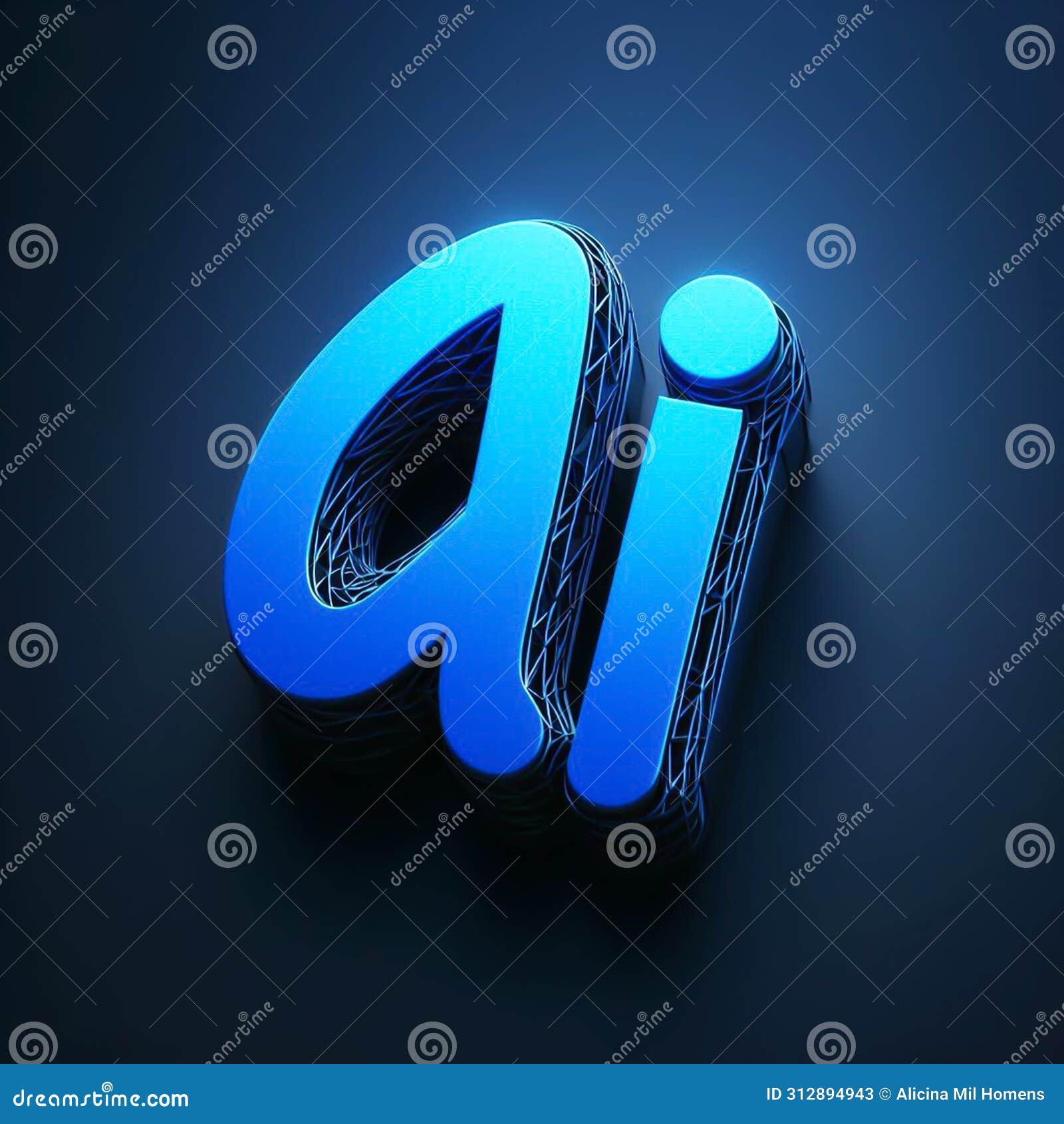 Artificial Intelligence Logo on Dark Blue Background. AI Generated ...