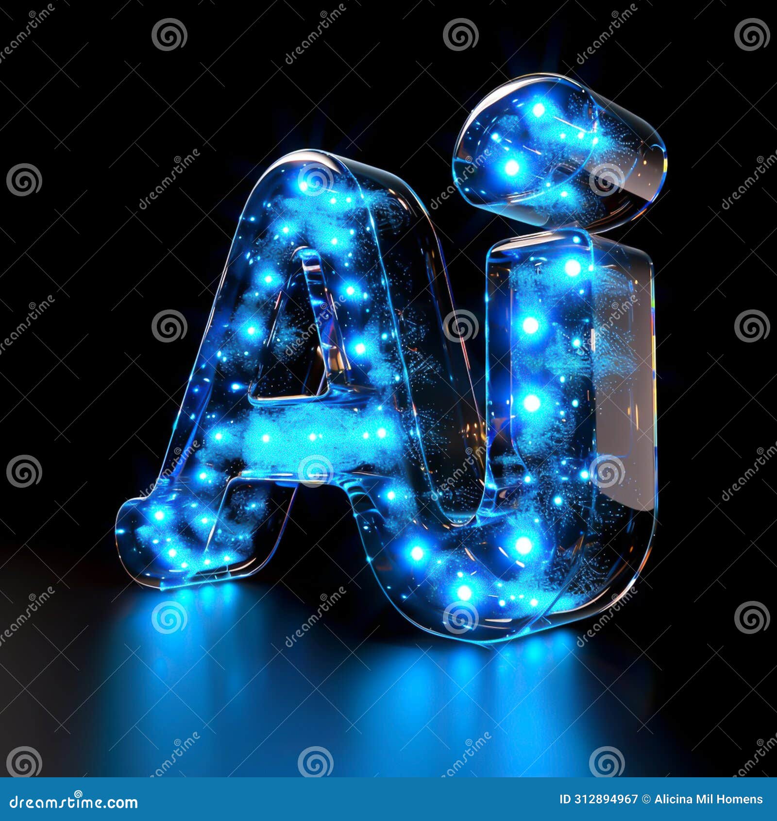 Artificial Intelligence Logo on Dark Blue Background. AI Generated ...
