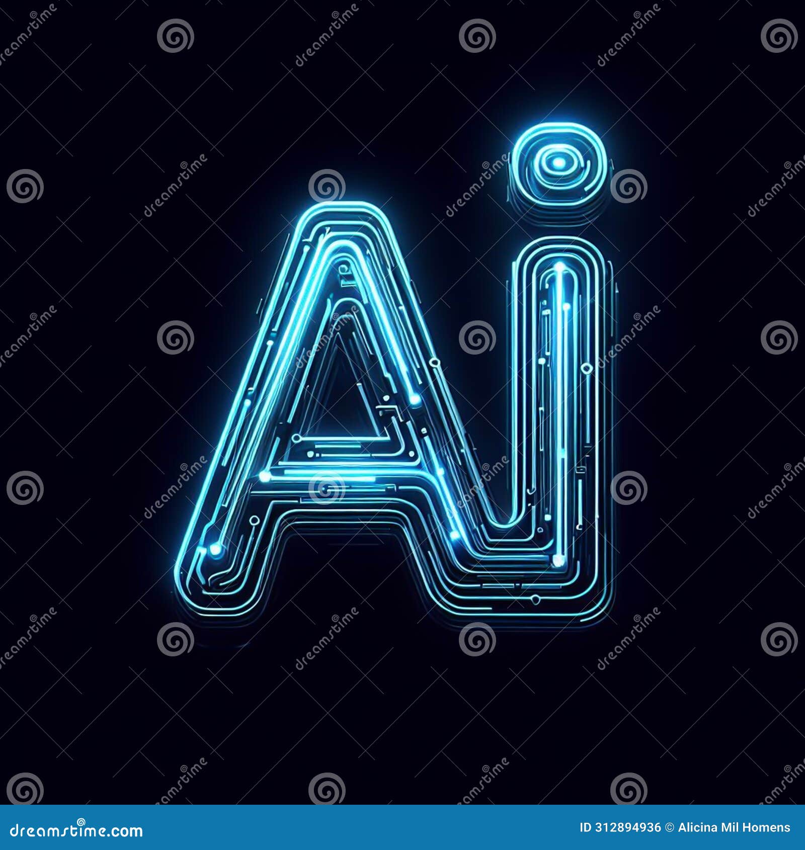 Artificial Intelligence Logo on Dark Blue Background. AI Generated ...