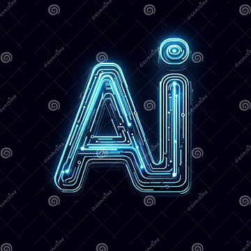 Artificial Intelligence Logo on Dark Blue Background. AI Generated ...