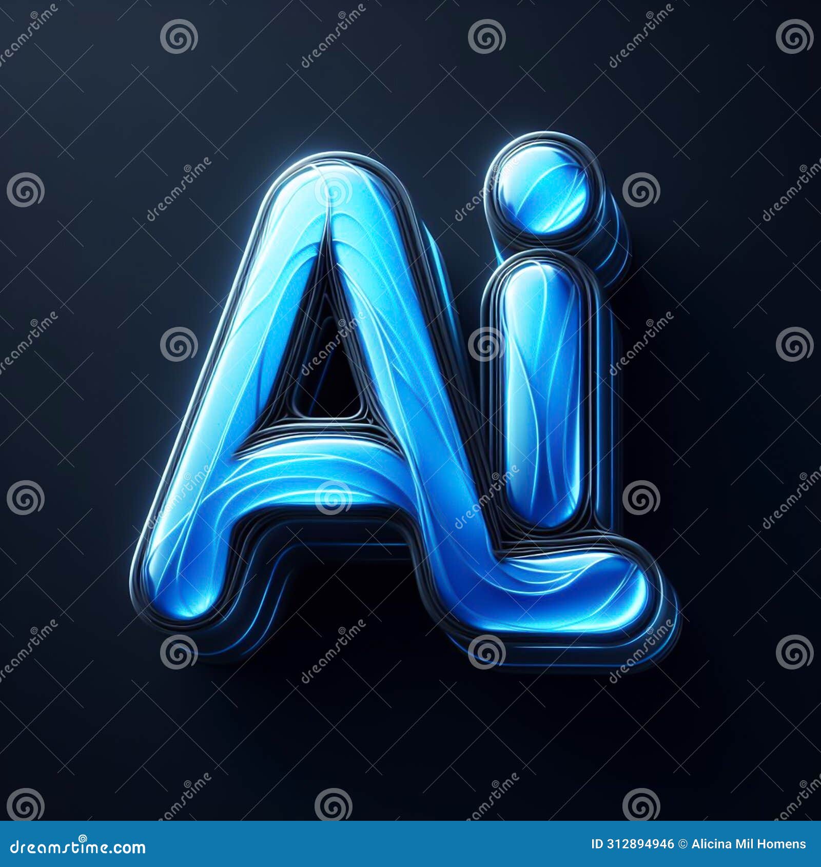 Artificial Intelligence Logo on Dark Blue Background. AI Generated ...
