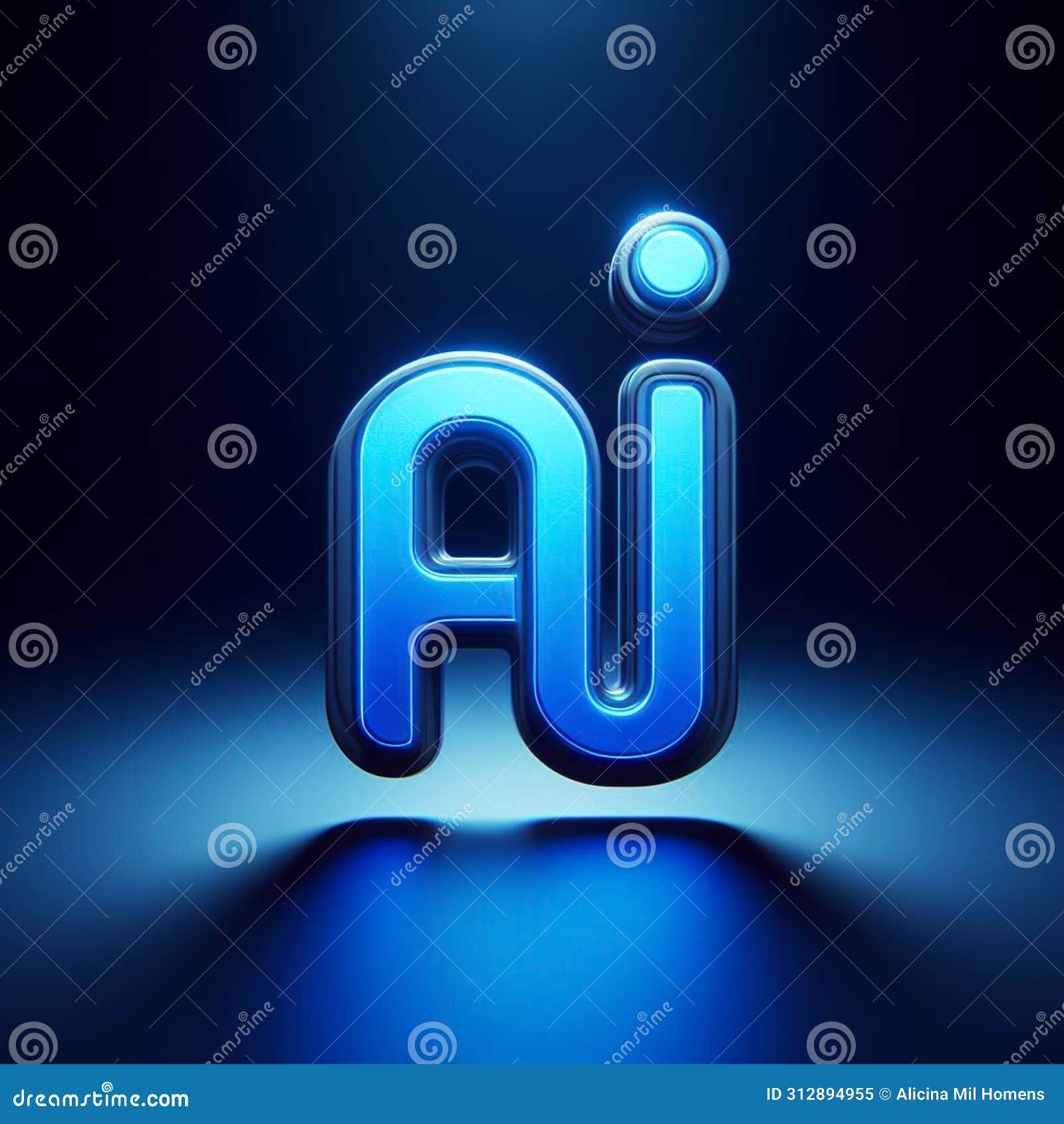 Artificial Intelligence Logo on Dark Blue Background. AI Generated ...