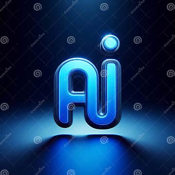 Artificial Intelligence Logo on Dark Blue Background. AI Generated ...