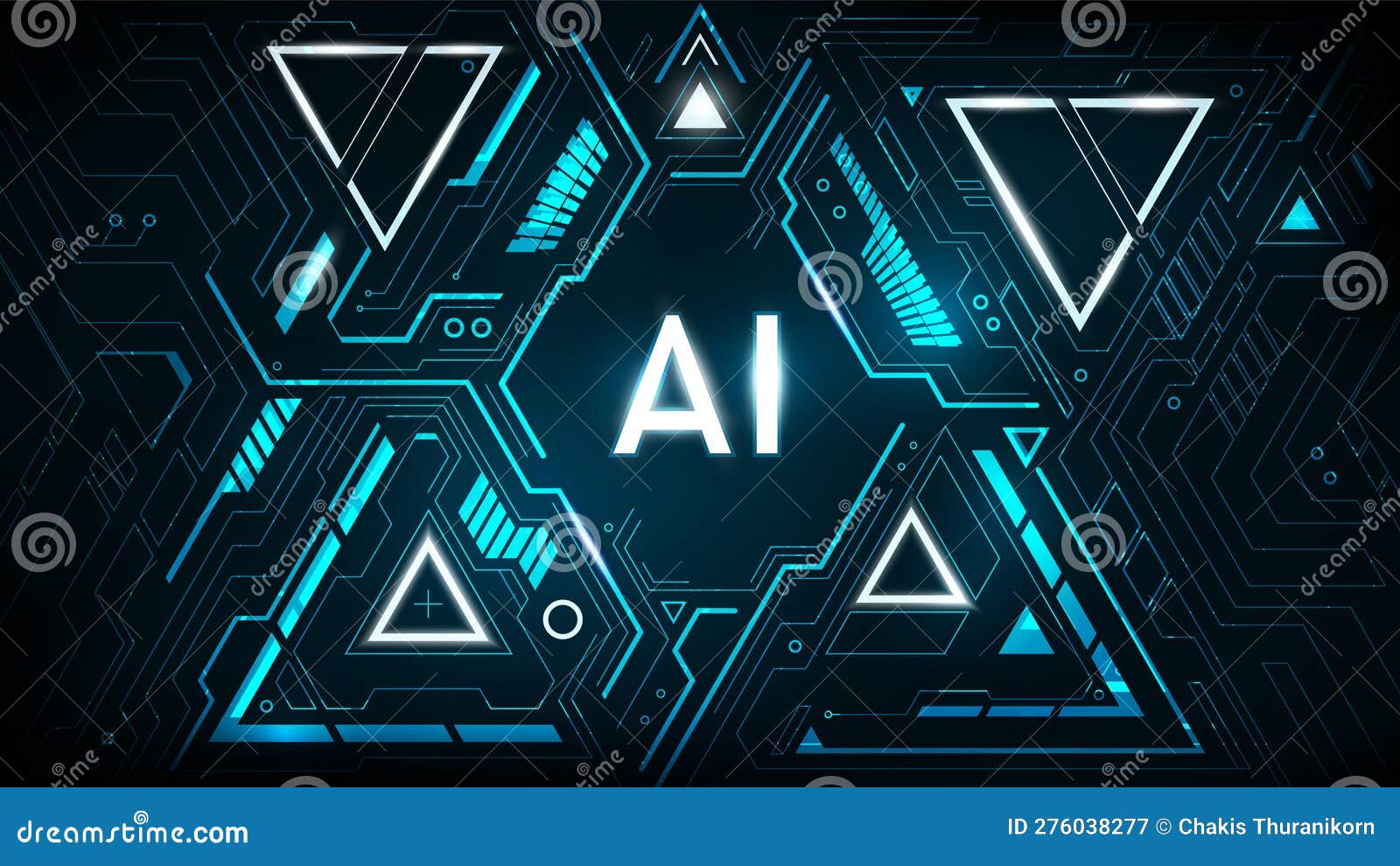 Artificial Intelligence Logo On Futuristic Technology Background, AI ...