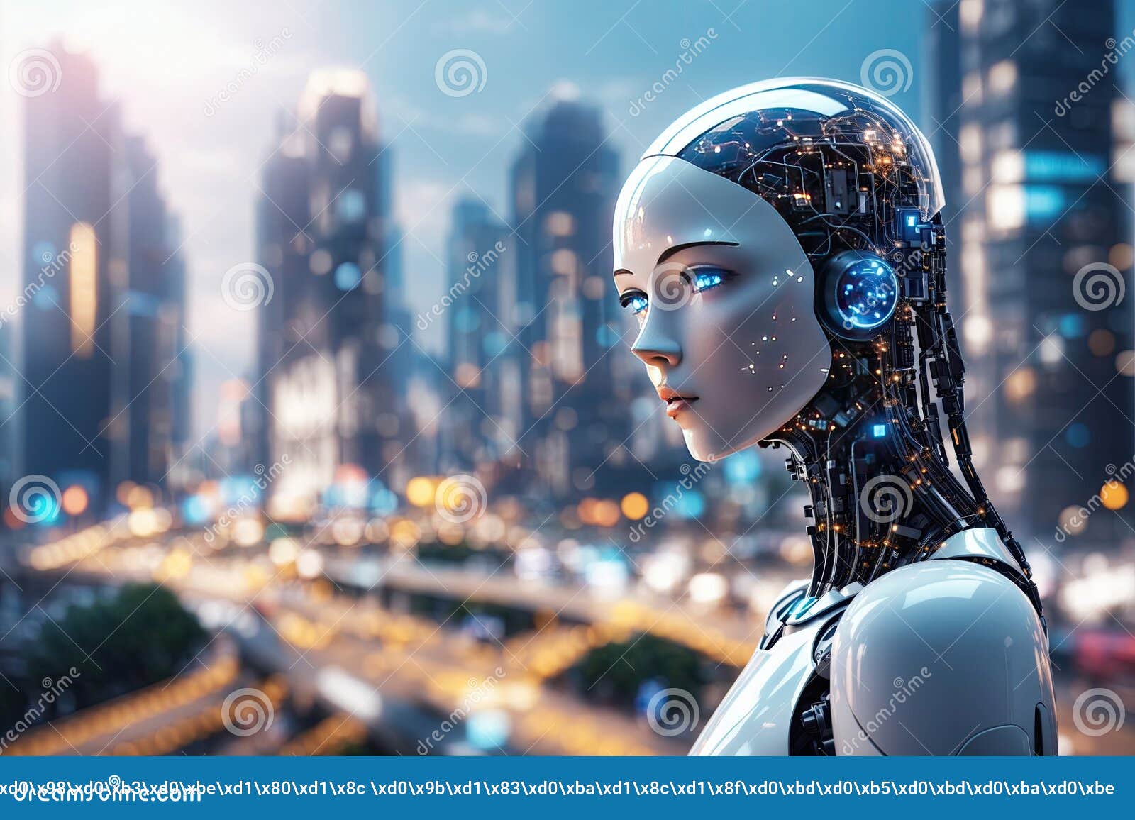 Artificial Intelligence Looking at Smart City. Ai Generative Stock ...