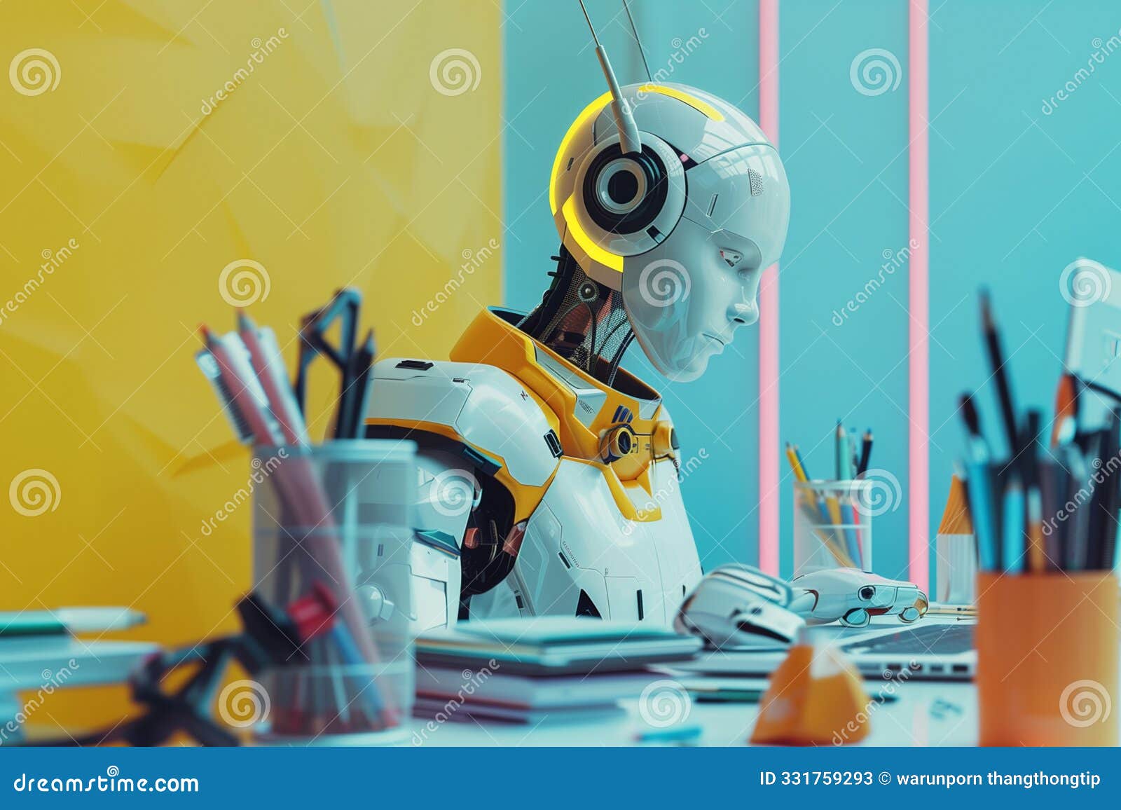 Artificial Intelligence Machine Futuristic Teacher Humanoid Robot ...