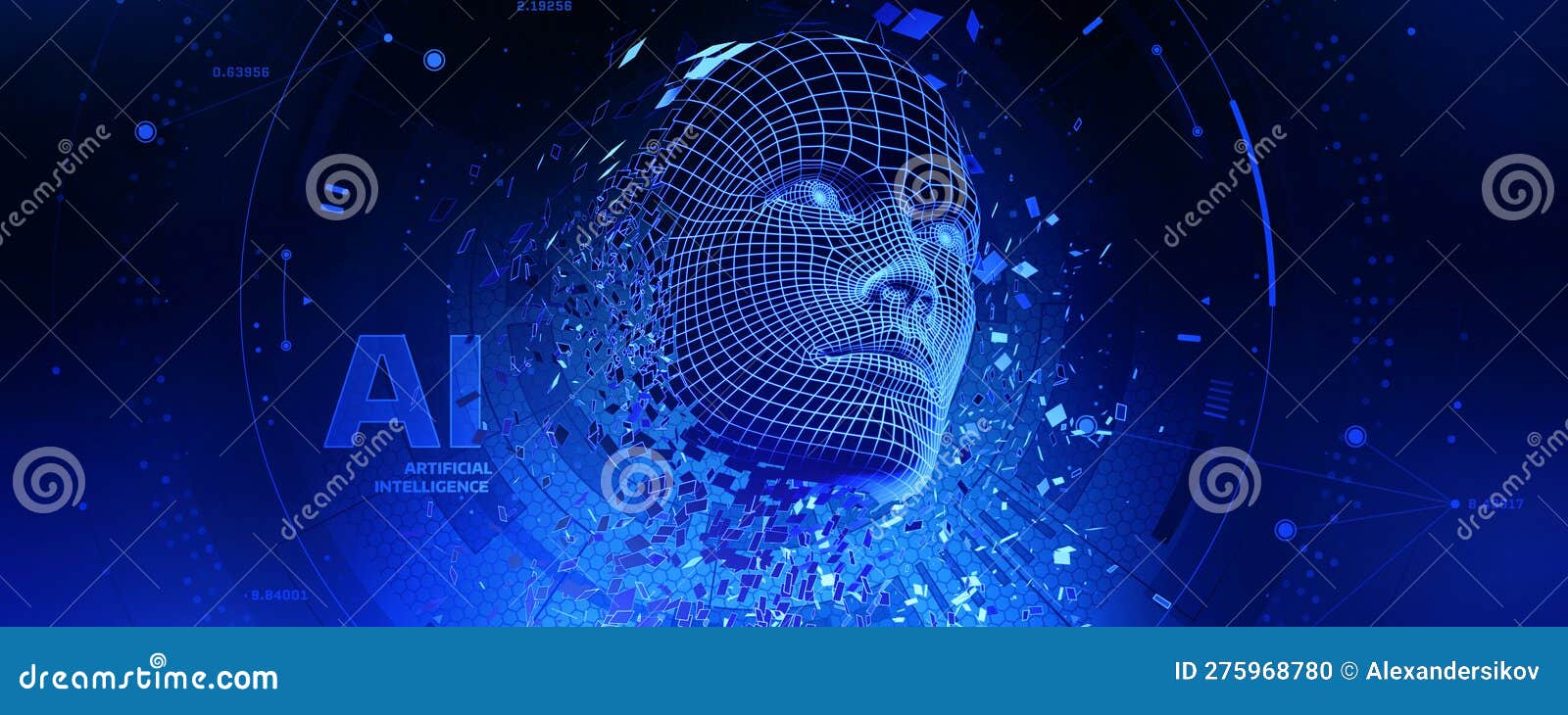 Artificial Intelligence Machine Learning. Digital Human Face Stock ...