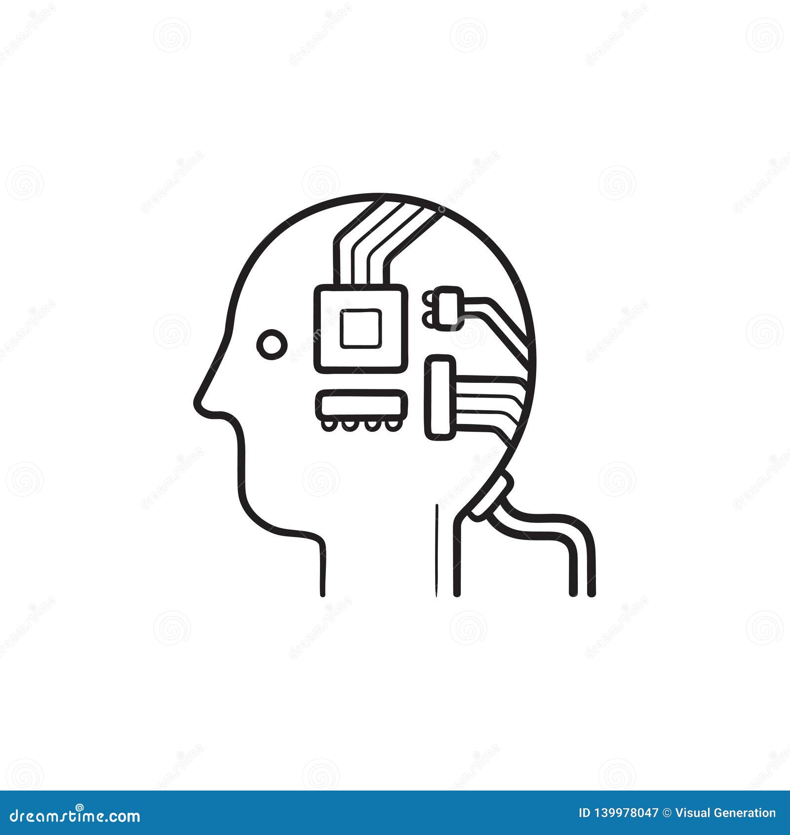 Artificial Intelligence and Machine Learning Hand Drawn Outline Doodle ...