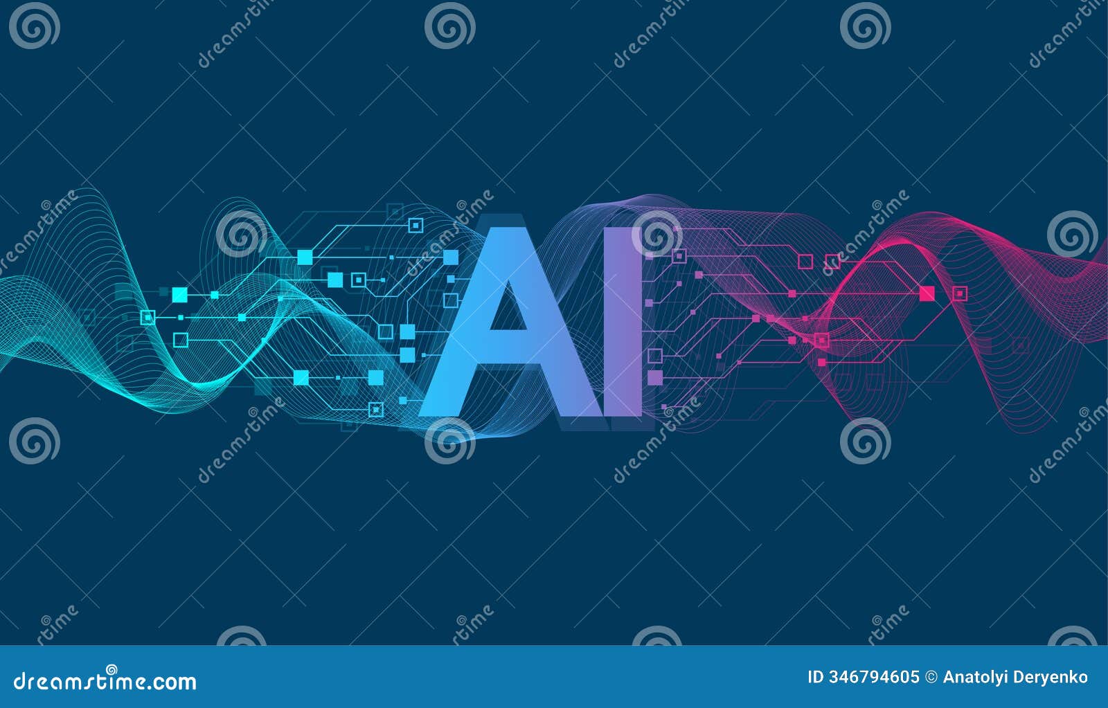 Artificial Intelligence or Machine Learning Illustration Design. Quantum Computer Technology ...