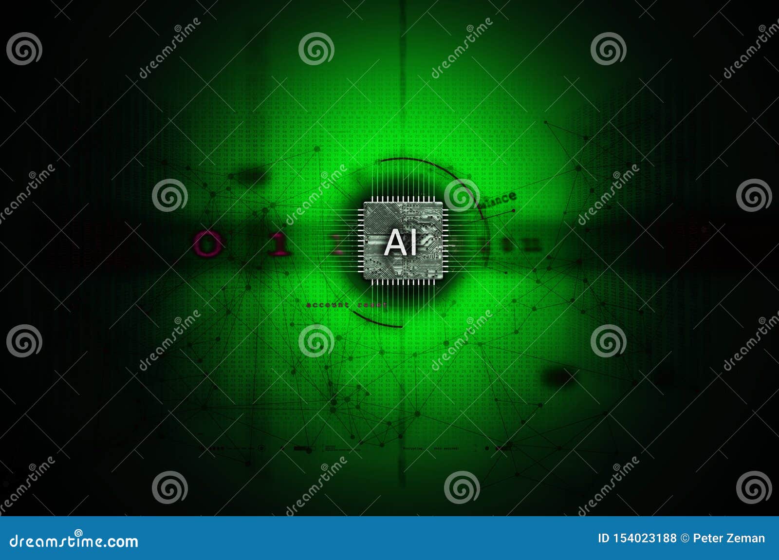 Artificial Intelligence and Machine Learning Illustration Green Stock ...