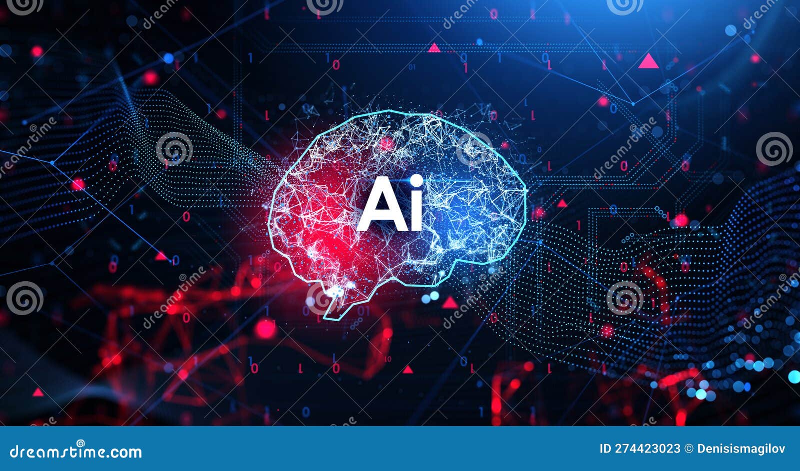 Immersive Artificial Intelligence Interface Over Blue Background Stock ...