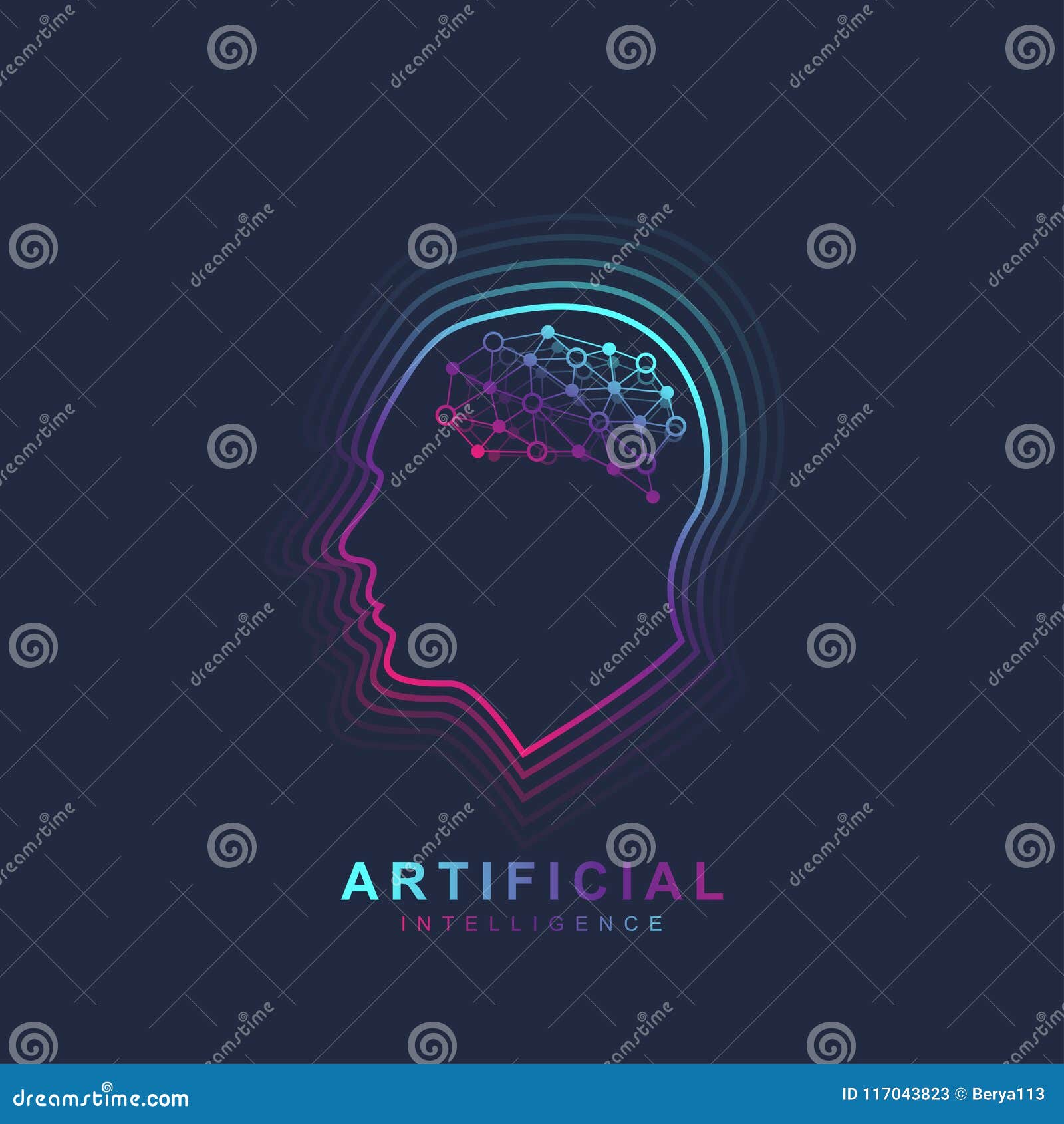 Artificial Intelligence and Machine Learning Logo Concept. Human Head ...