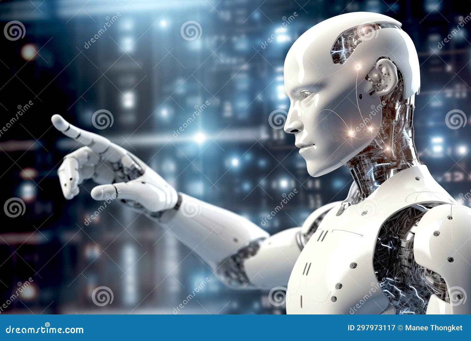 An Artificial Intelligence Machine Pointing and Reaching Out Hand in ...