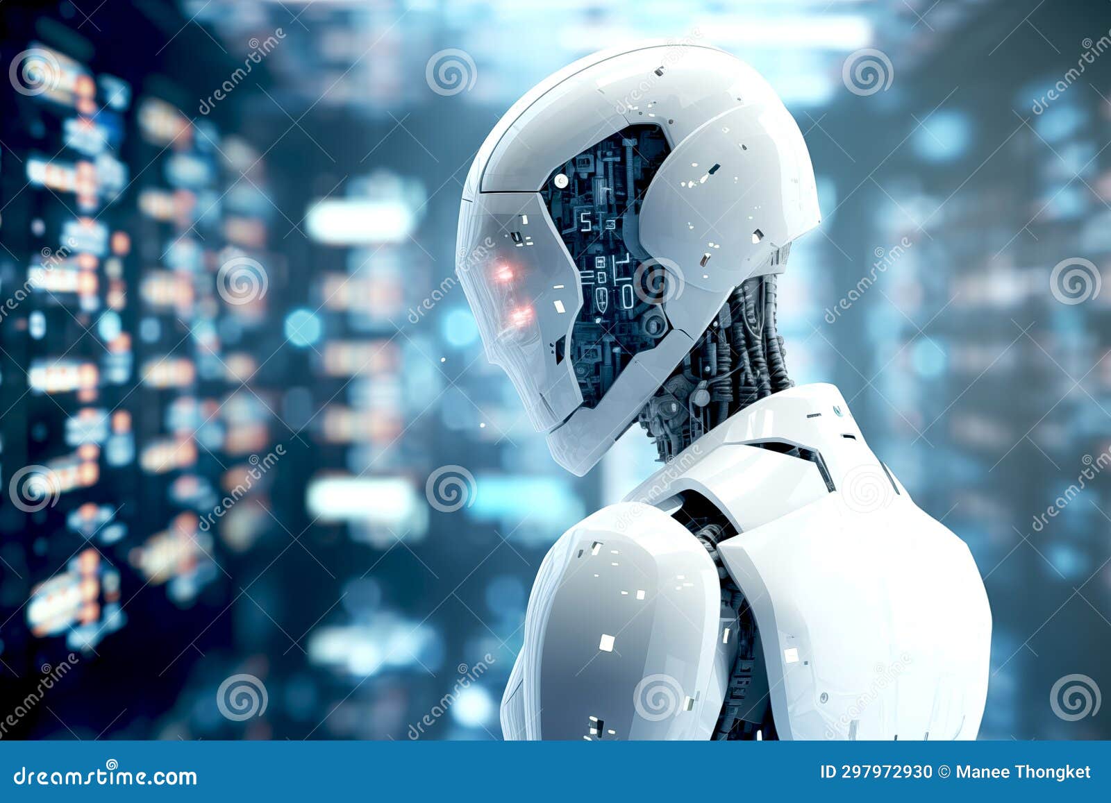An Artificial Intelligence Machine Standing in Digital World Metaverse ...