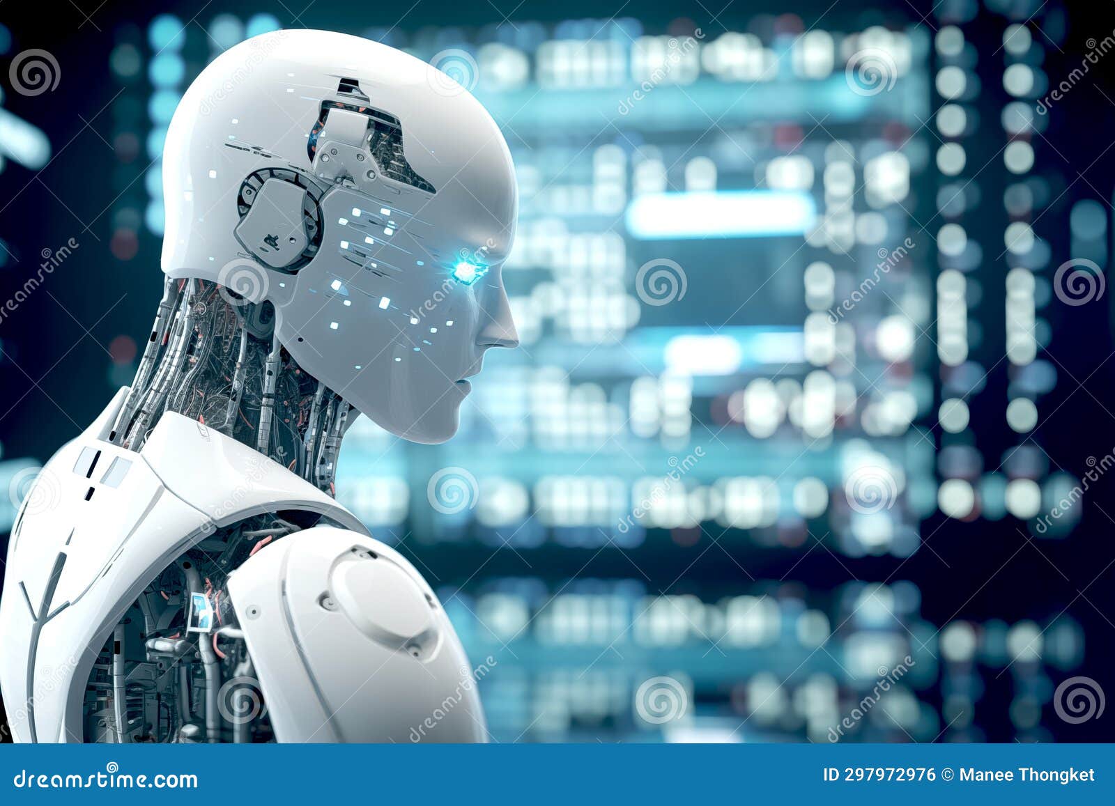 An Artificial Intelligence Machine Standing in Digital World Metaverse ...