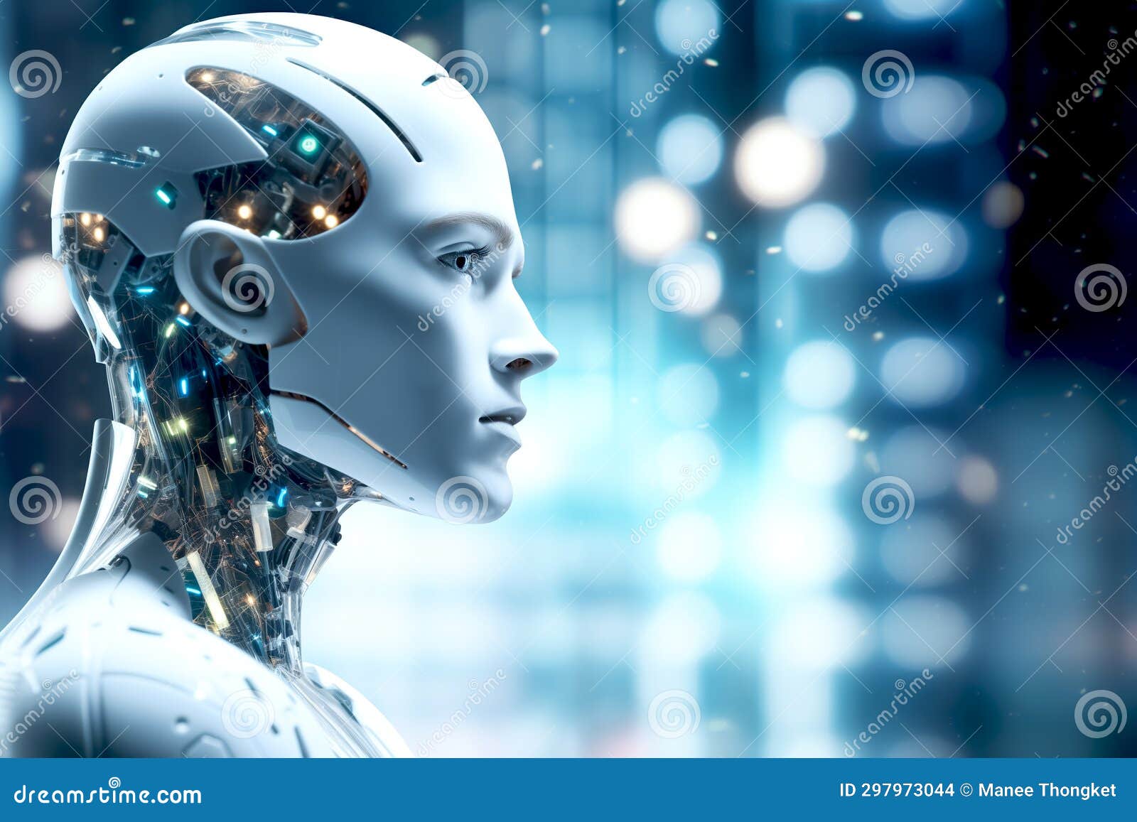 An Artificial Intelligence Machine Standing in Digital World Metaverse ...